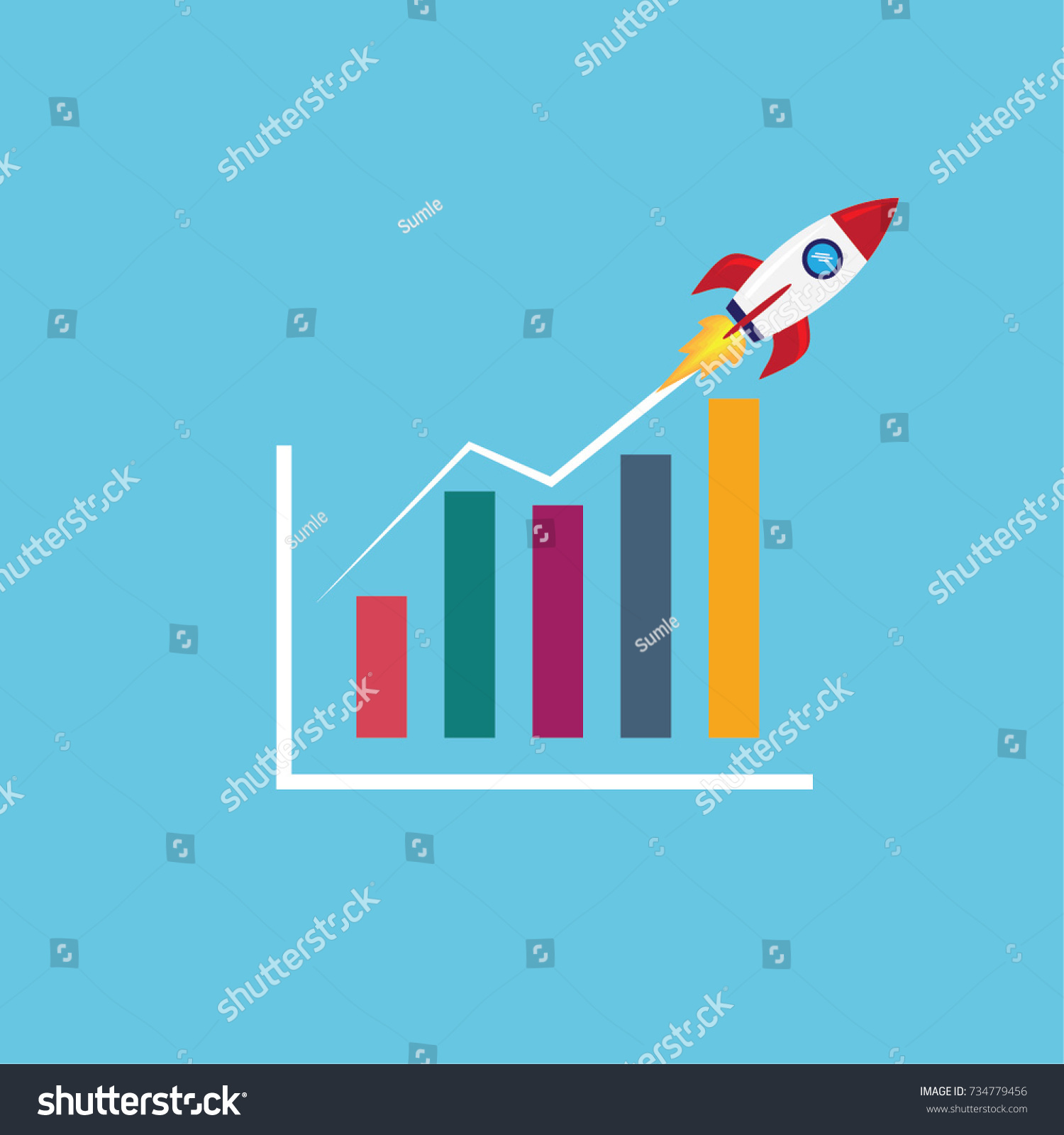 Vector Illustration Concept Start Rocket Growth: เวกเตอร์สต็อก (ปลอดค่า ...