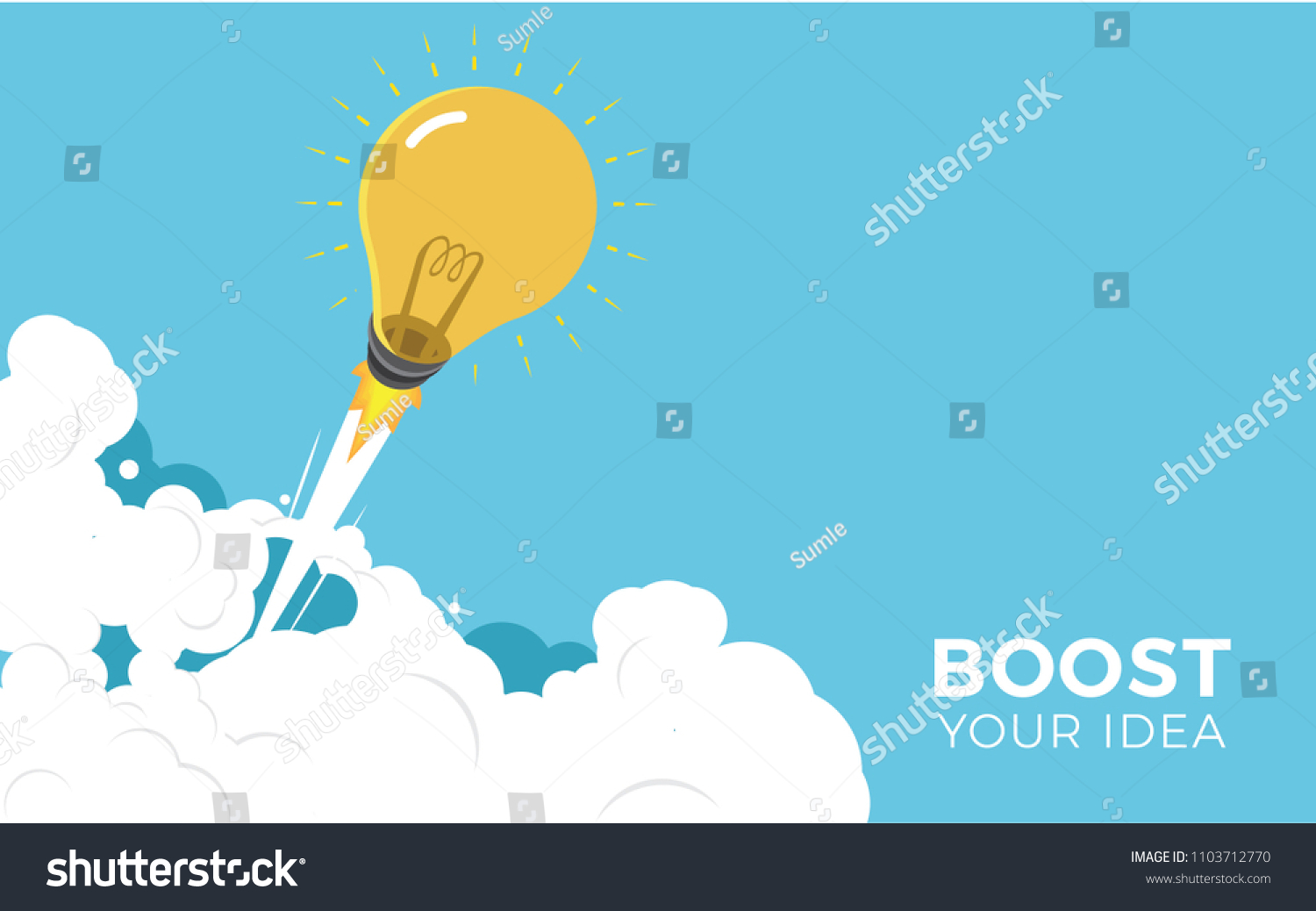 Vector Illustration Concept Light Bulb Rocket Stock Vector (Royalty ...