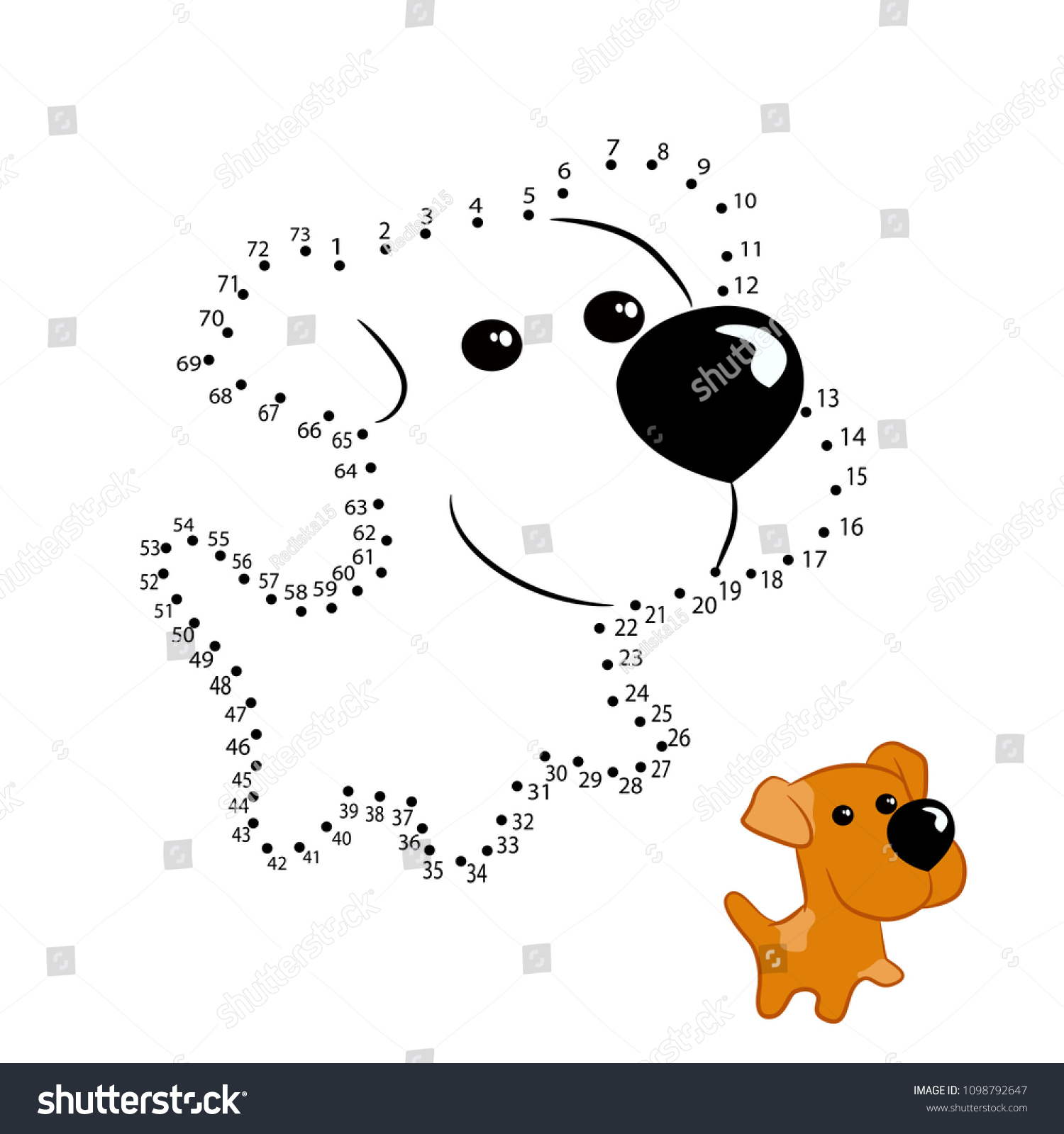Vector Illustration Connect Dots Dog Stock Vector (Royalty Free) 1098792647