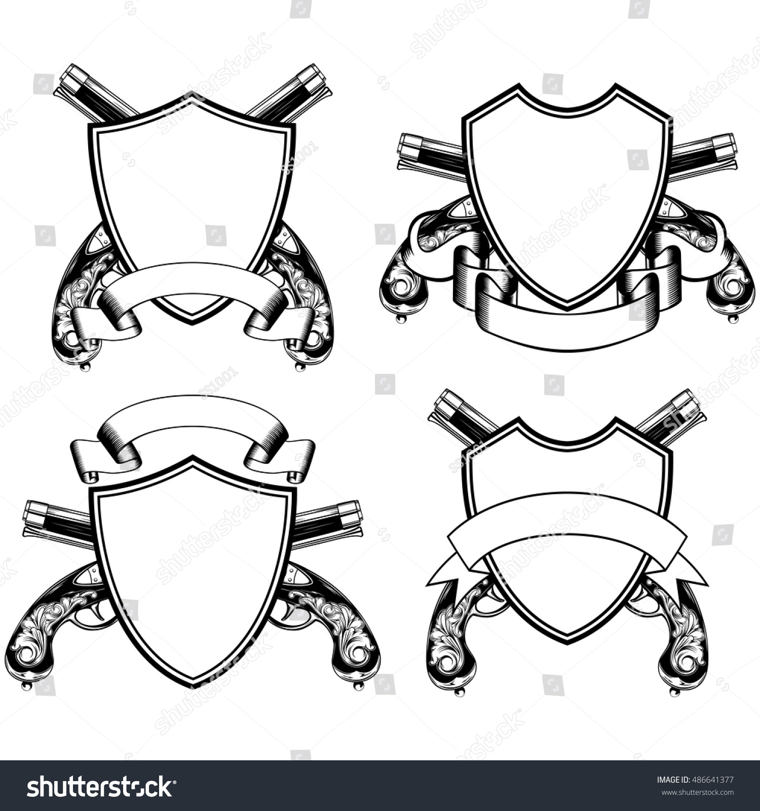 Vector Illustration Crossed Old Flintlock Pistols Stock Vector (Royalty ... Vector Illustration Crossed Old Flintlock Pistols Stock Vector (Royalty ...