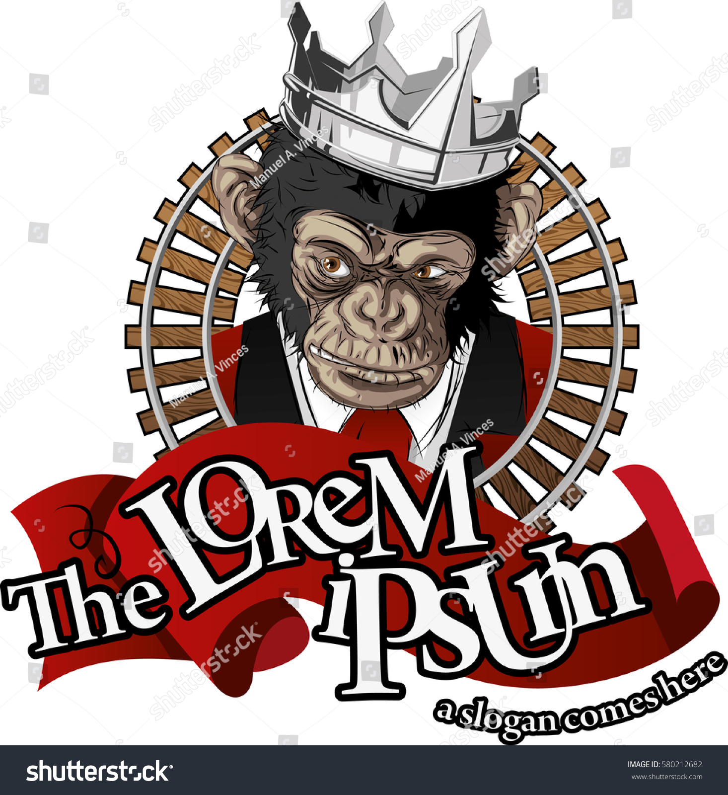 Vector Illustration Crowned Monkey Rail Frame Stock Vector (Royalty ...