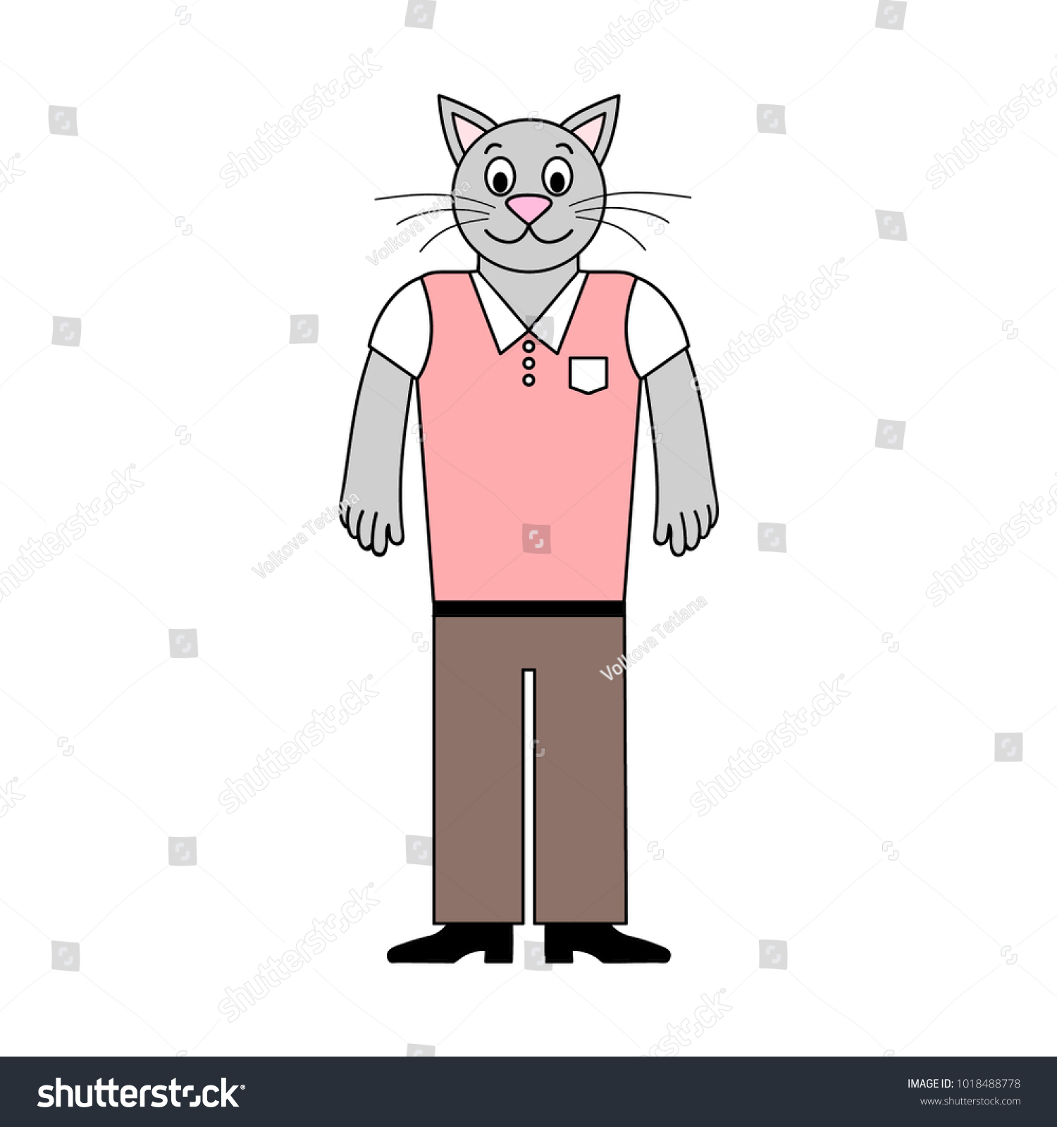 Vector Illustration Cute Cartoon Cat Man Stock Vector (Royalty Free ...