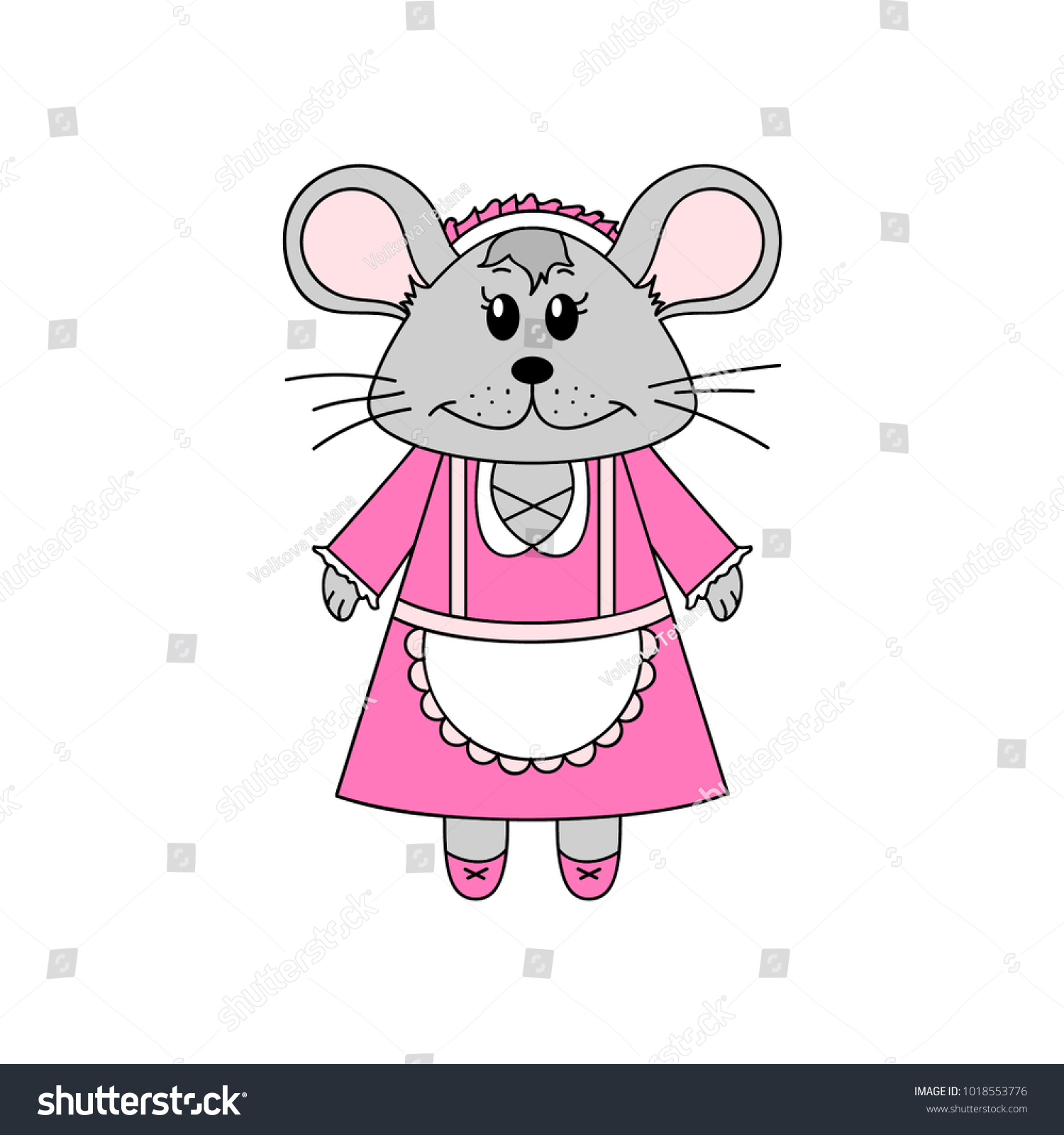 Vector Illustration Cute Cartoon Mouse Maid: เวกเตอร์สต็อก (ปลอดค่า ...
