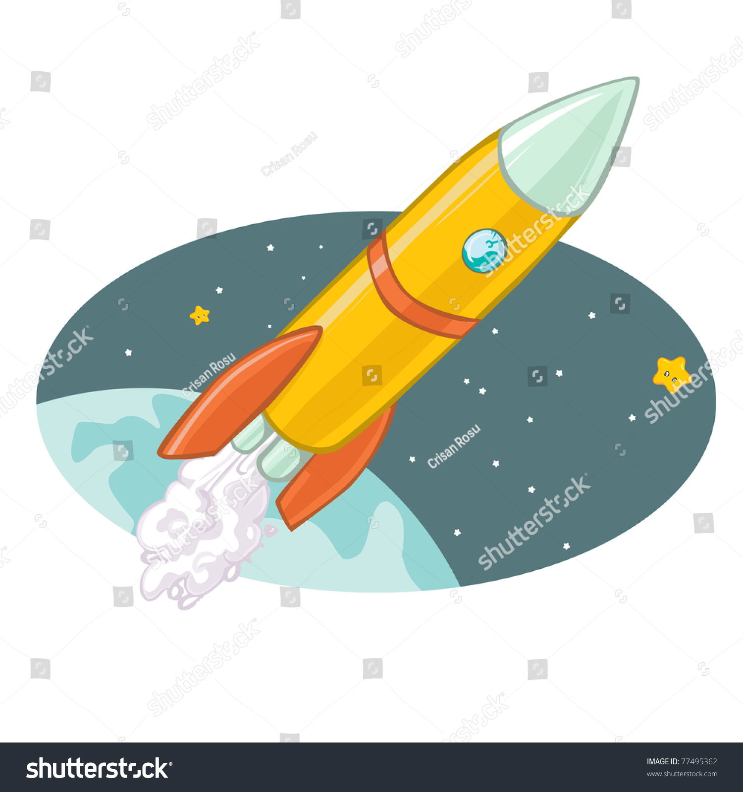 Vector Illustration Cute Rocket Cartoon Concept: เวกเตอร์สต็อก (ปลอดค่า ...