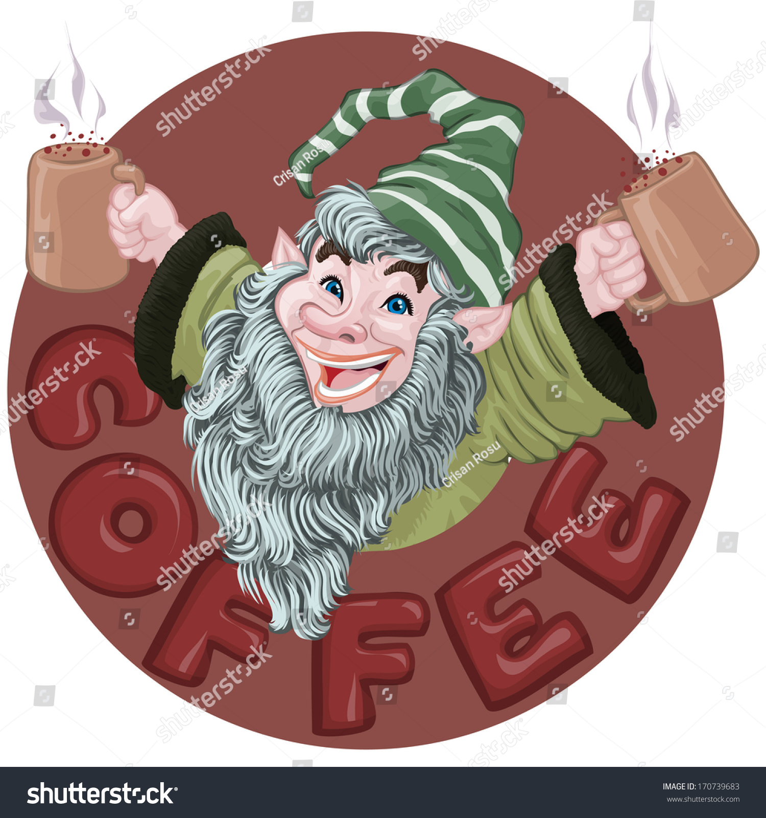 Vector Illustration Dwarf Coffee Card Concept Stock Vector (Royalty ...