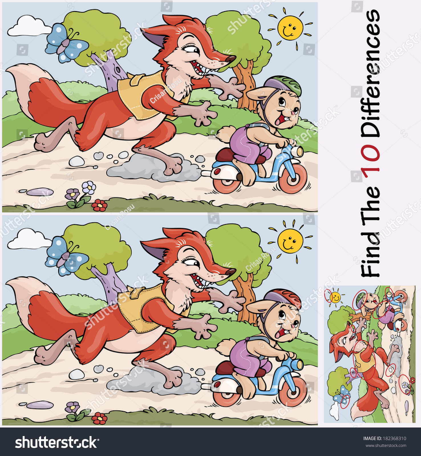 Vector Illustration, Educative Game, Fox Chasing Rabbit, Cartoon ...