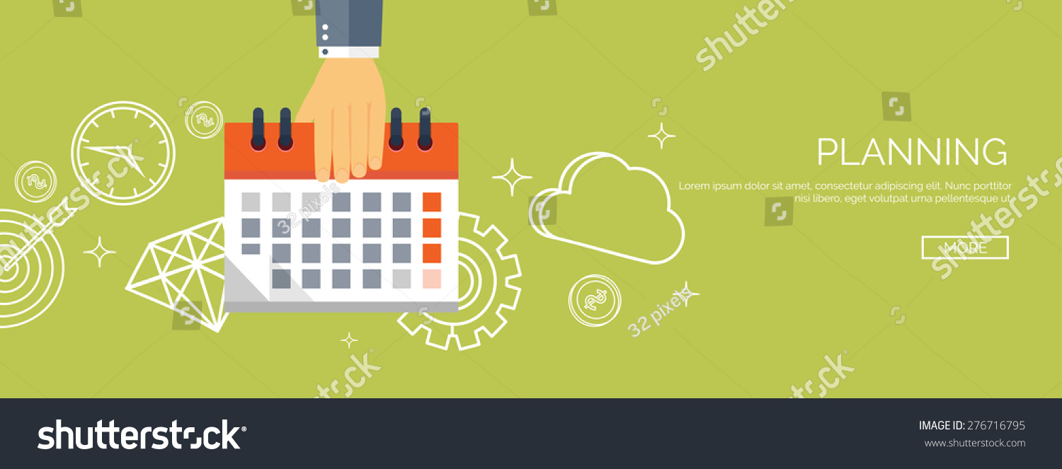 Vector Illustration Flat Date Time Background Stock Vector (Royalty ...