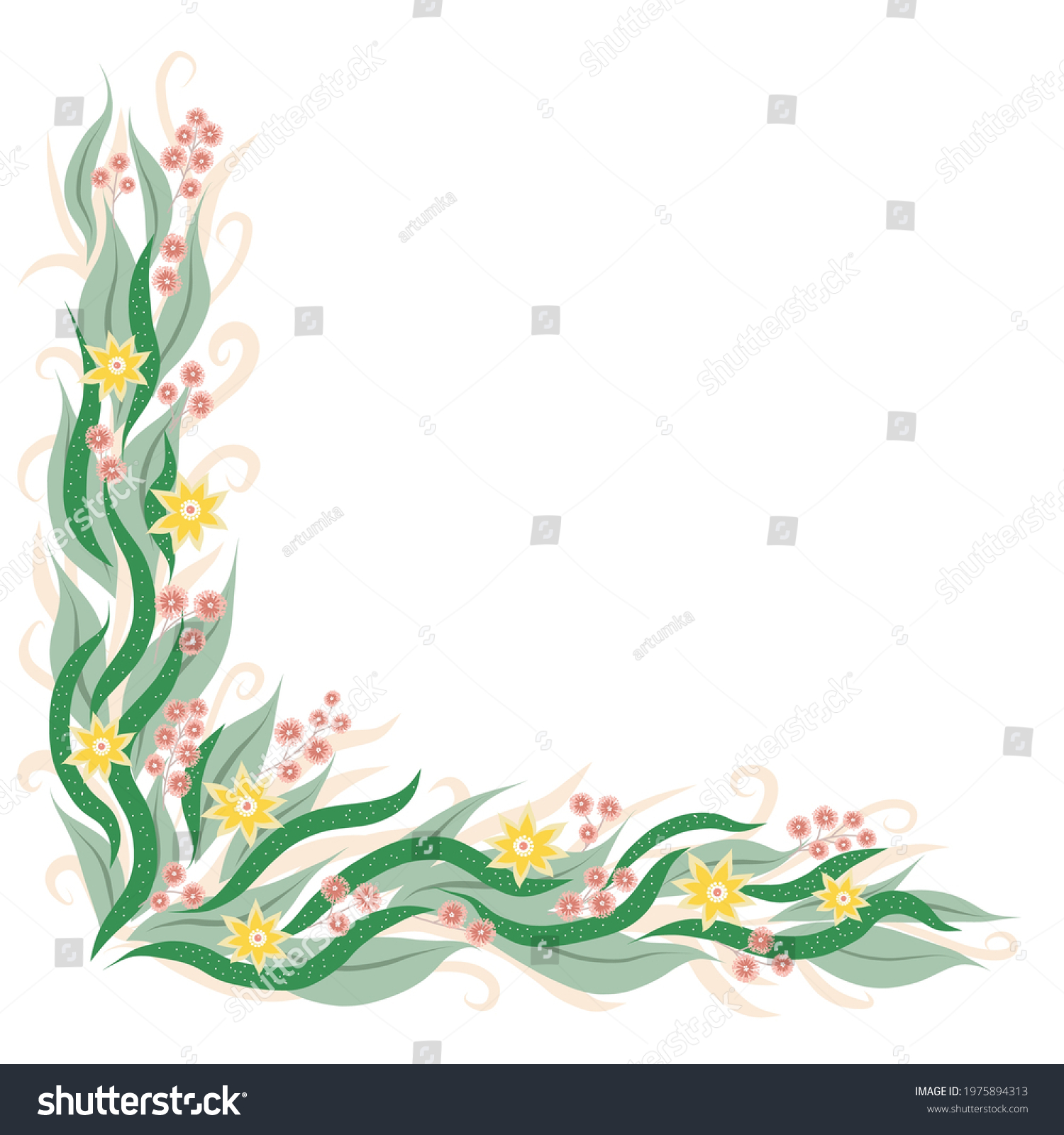 Vector Illustration Flower Leaf Frame Stock Vector (Royalty Free ...
