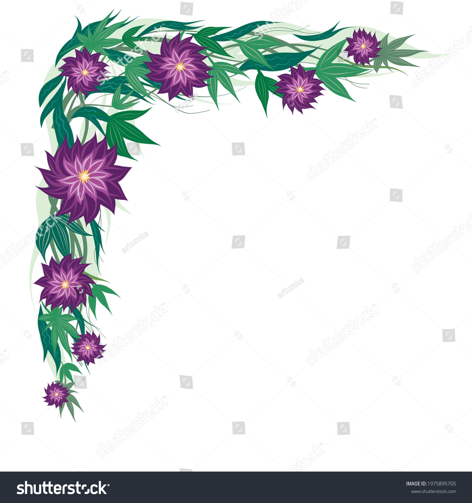 Vector Illustration Flower Leaf Frame Stock Vector (Royalty Free ...