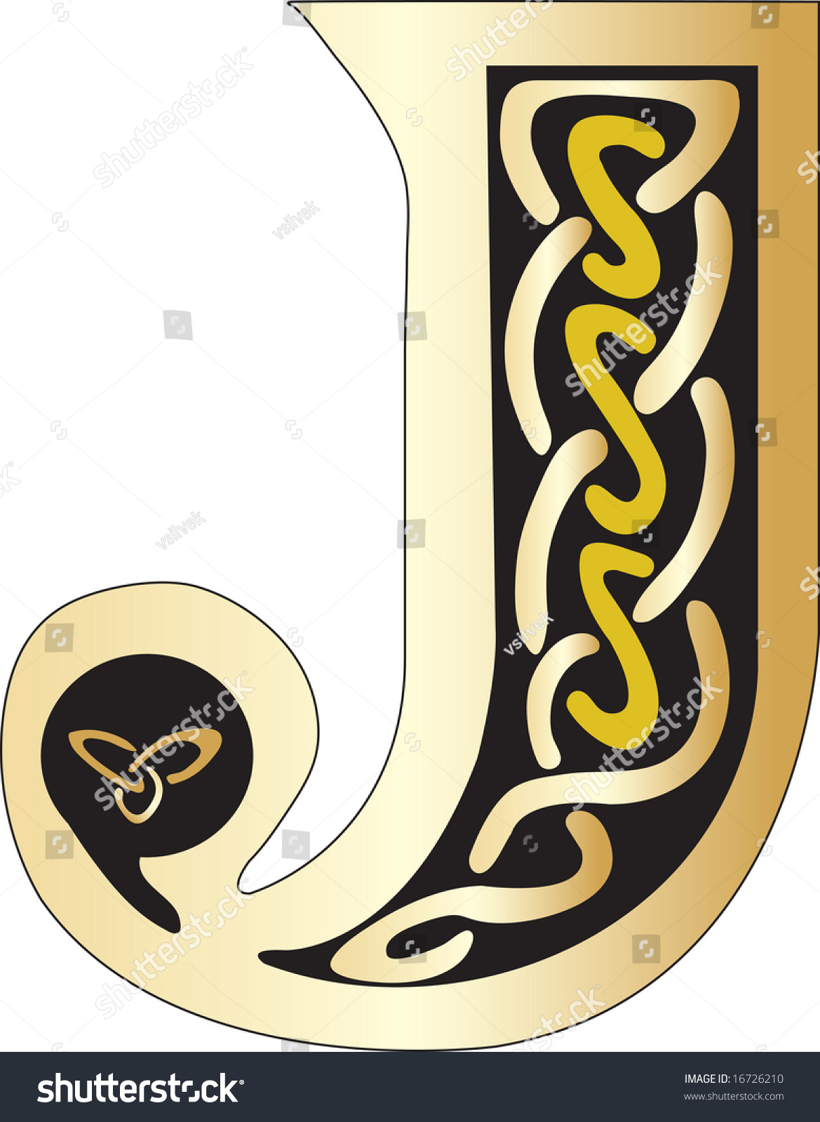 Vector Illustration Celtic Letter J Stock Vector (Royalty Free) 16726210