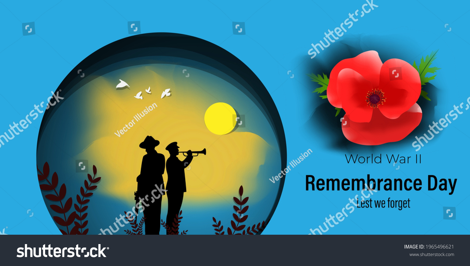 Vector Illustration Second World War Remembrance Stock Vector (Royalty ...