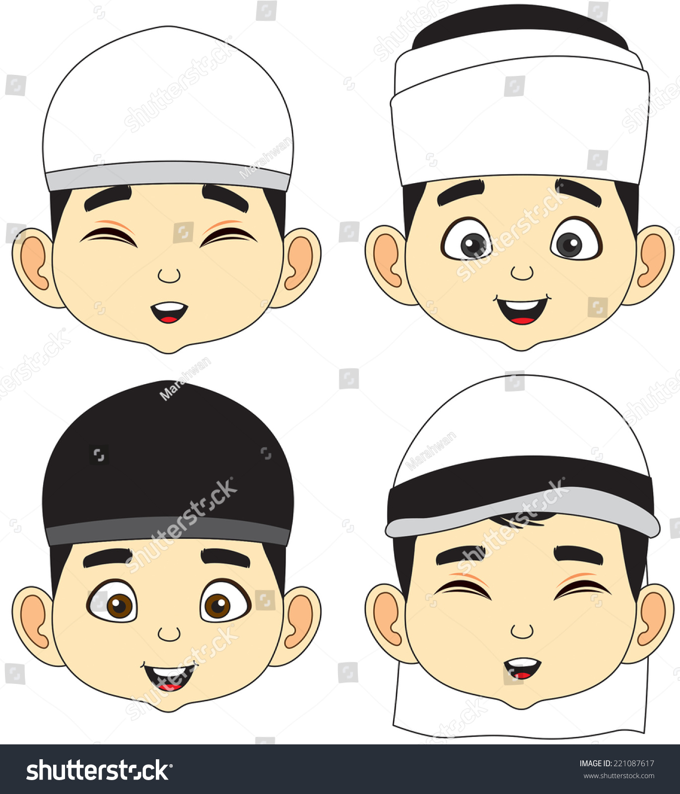 Vector Illustration Four Muslim Men Faces Stock Vector (Royalty Free ...
