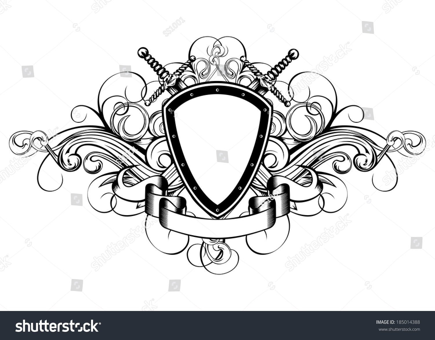 Vector Illustration Frame Crossed Swords Patterns Stock Vector (Royalty ...