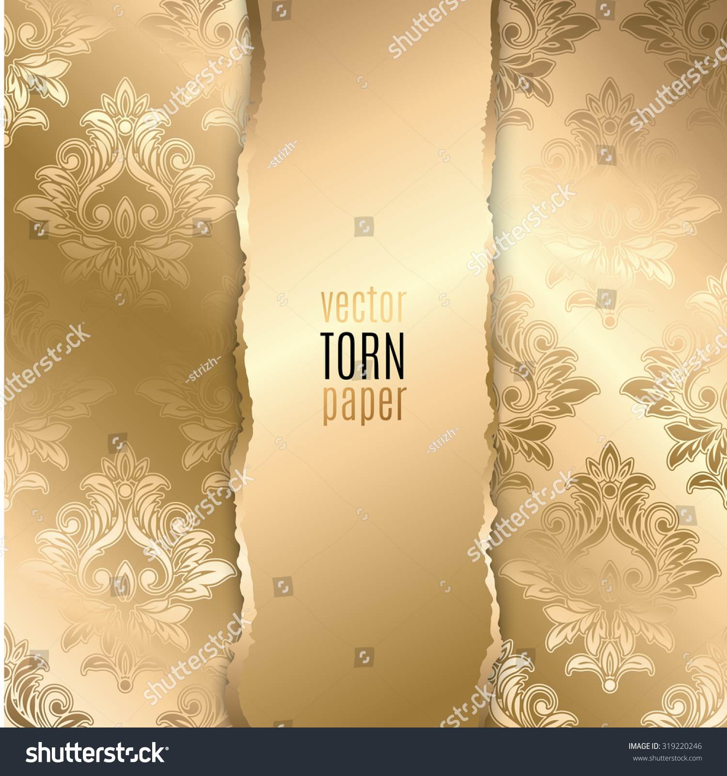 Vector Illustration Gold Torn Paper Template Stock Vector (Royalty Free ...
