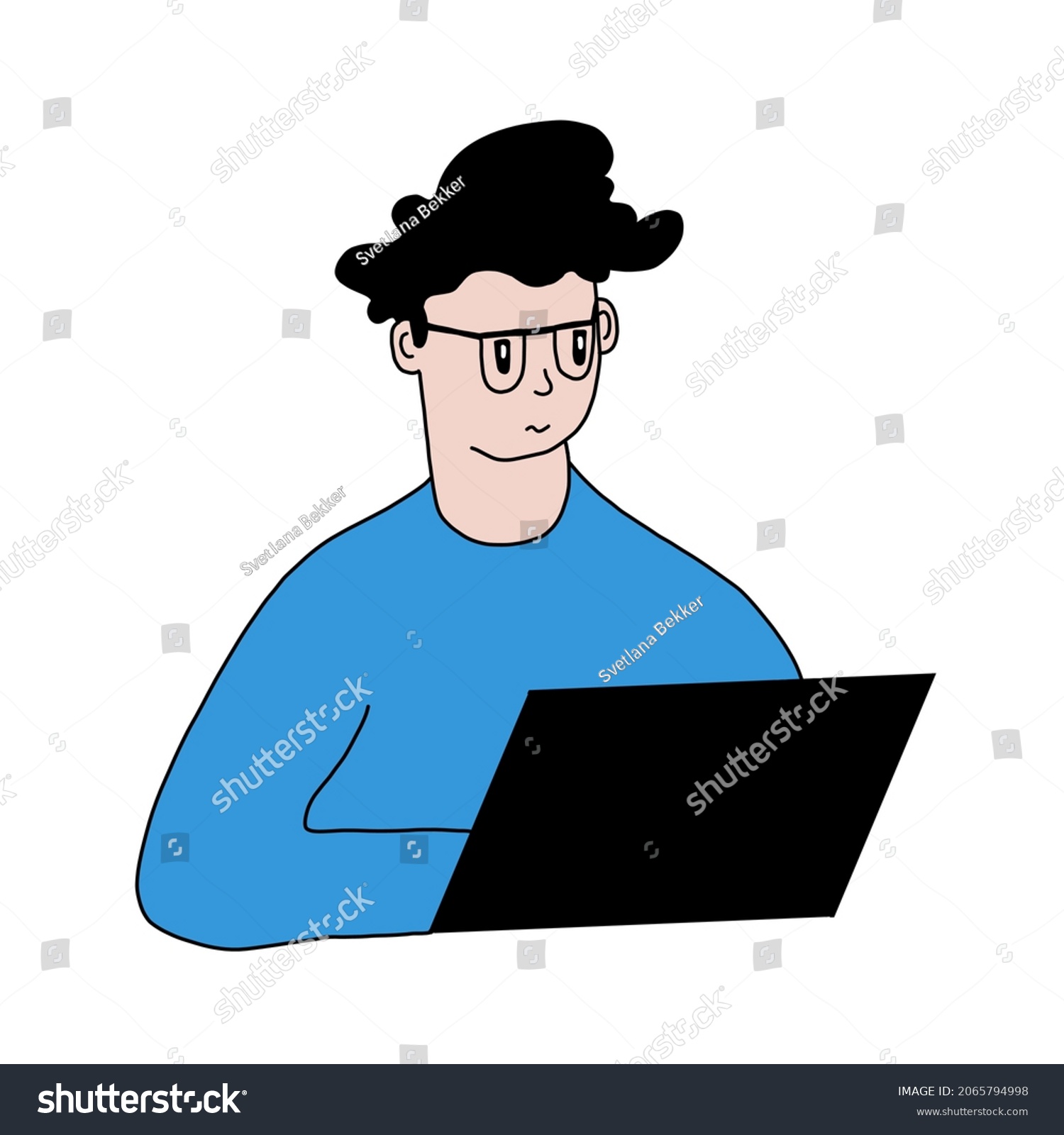 Vector Illustration Guy Playing Computer Game Stock Vector (Royalty ...