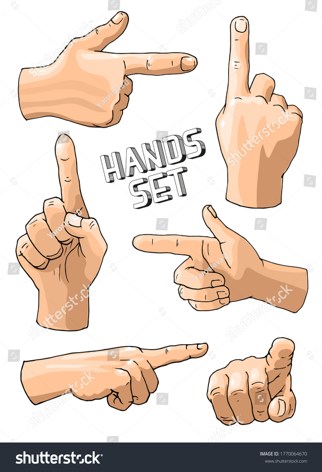 Vector Illustration Hands Pointing Different Directions Stock Vector ...