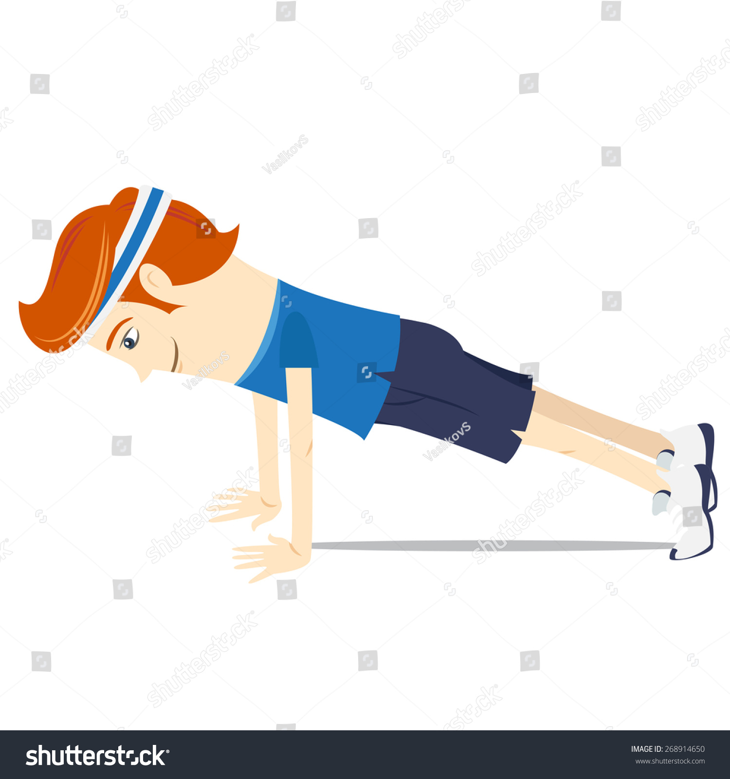 Vector Illustration Hipster Funny Doing Pushups Stock Vector (Royalty ...