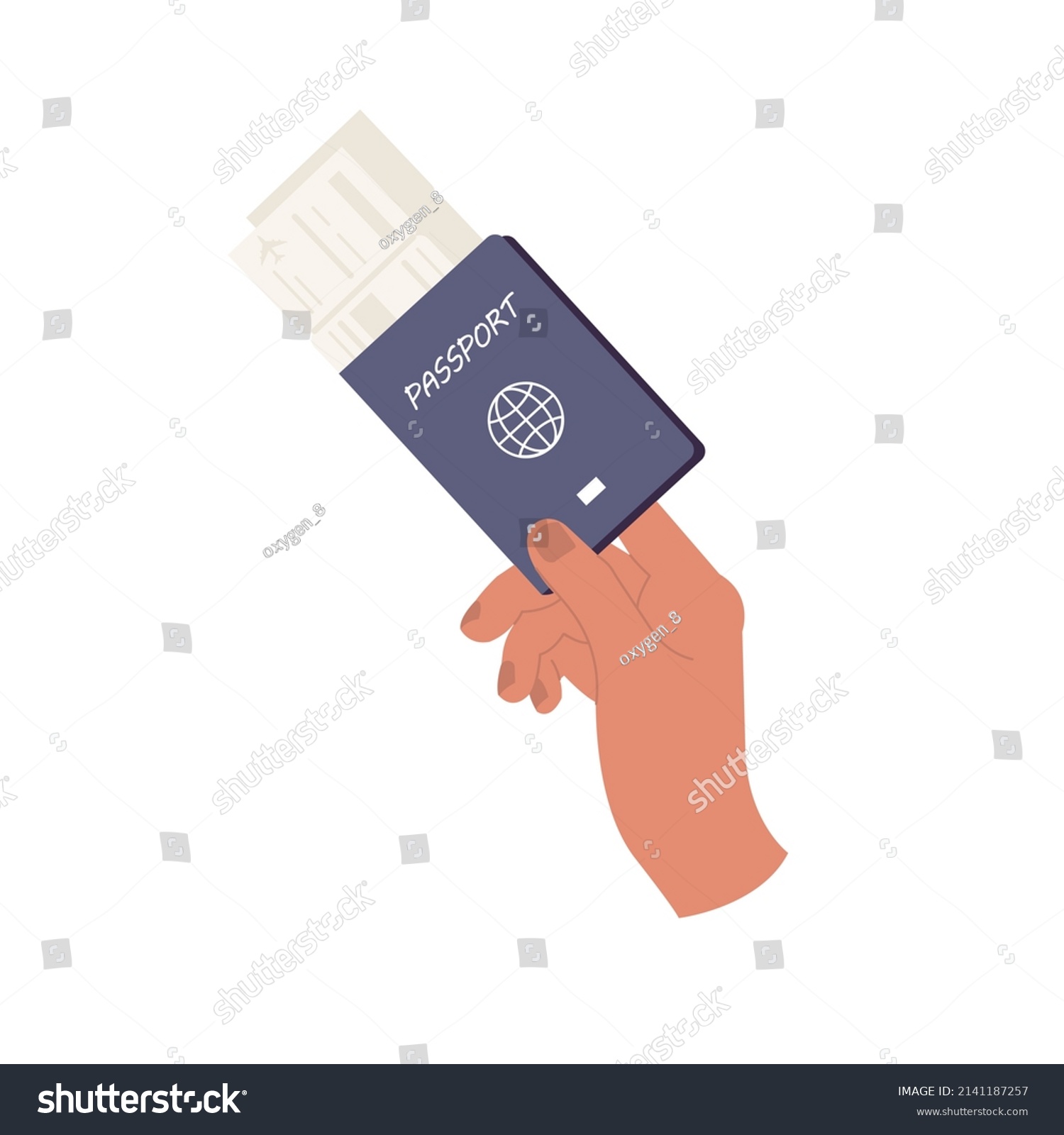Vector Illustration Human Hand Holding Passport Stock Vector Royalty