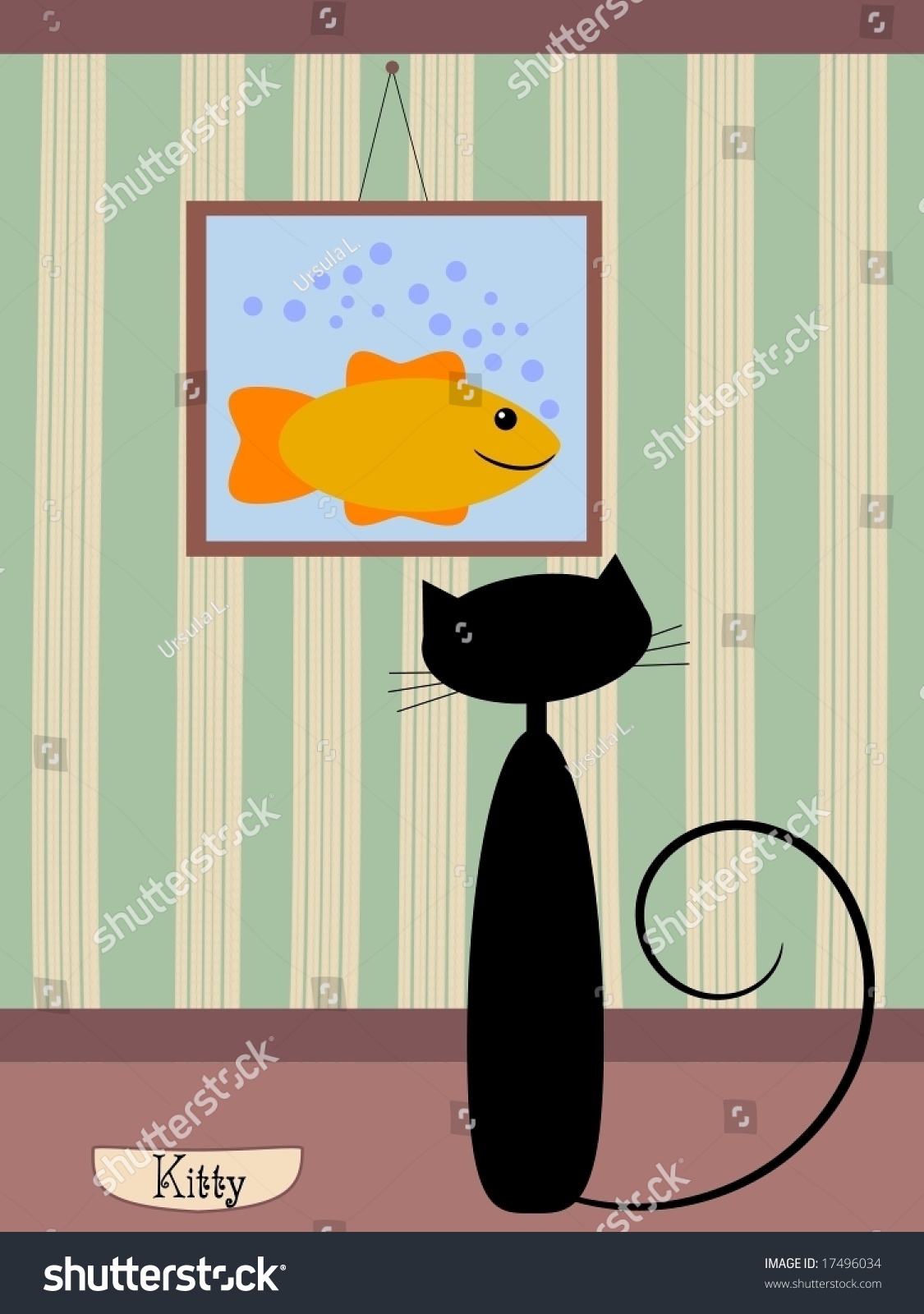 Vector Illustration Hungry Cat Stock Vector (Royalty Free) 17496034 ...