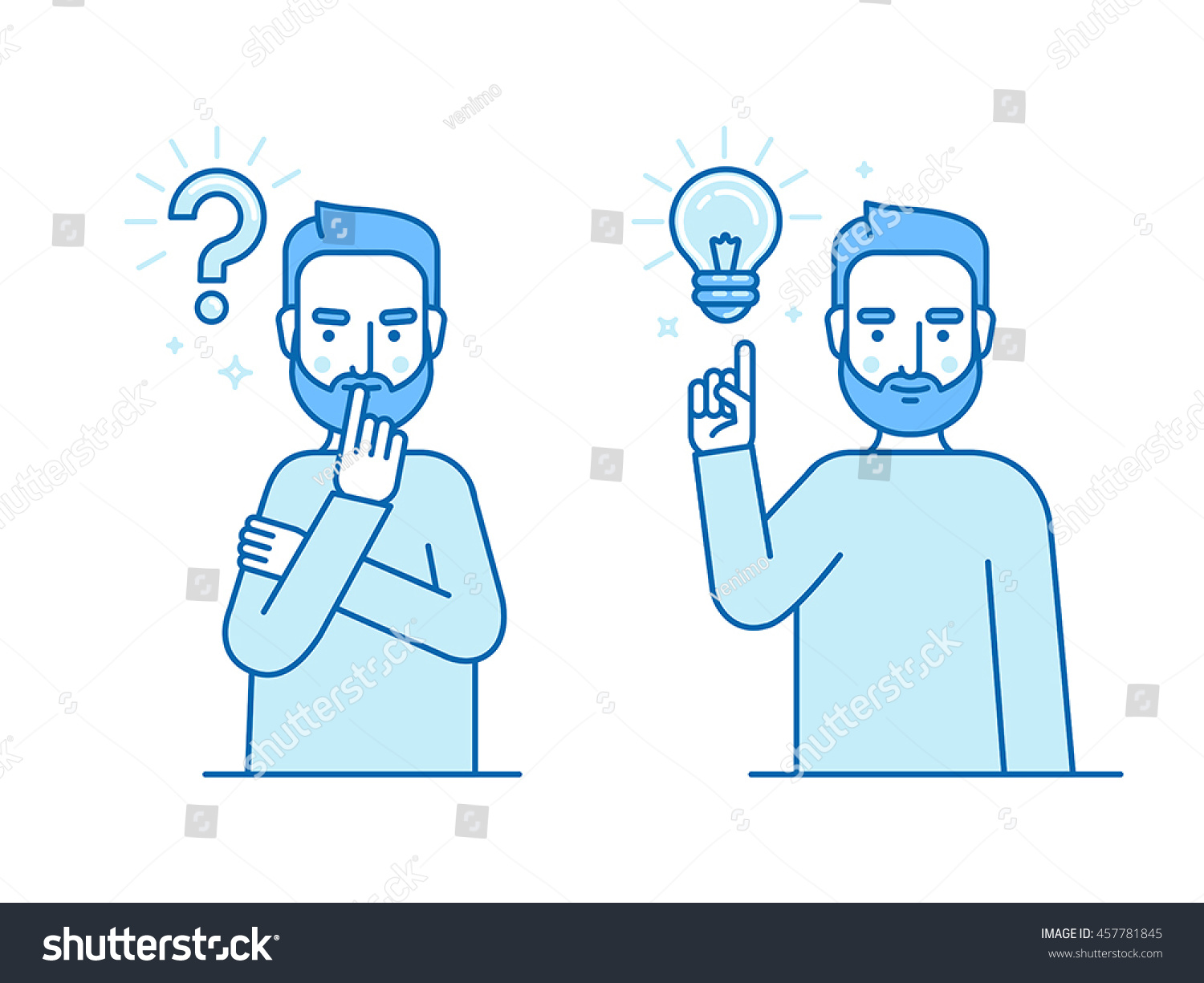 Vector Illustration Flat Linear Style Blue Stock Vector (Royalty Free ...