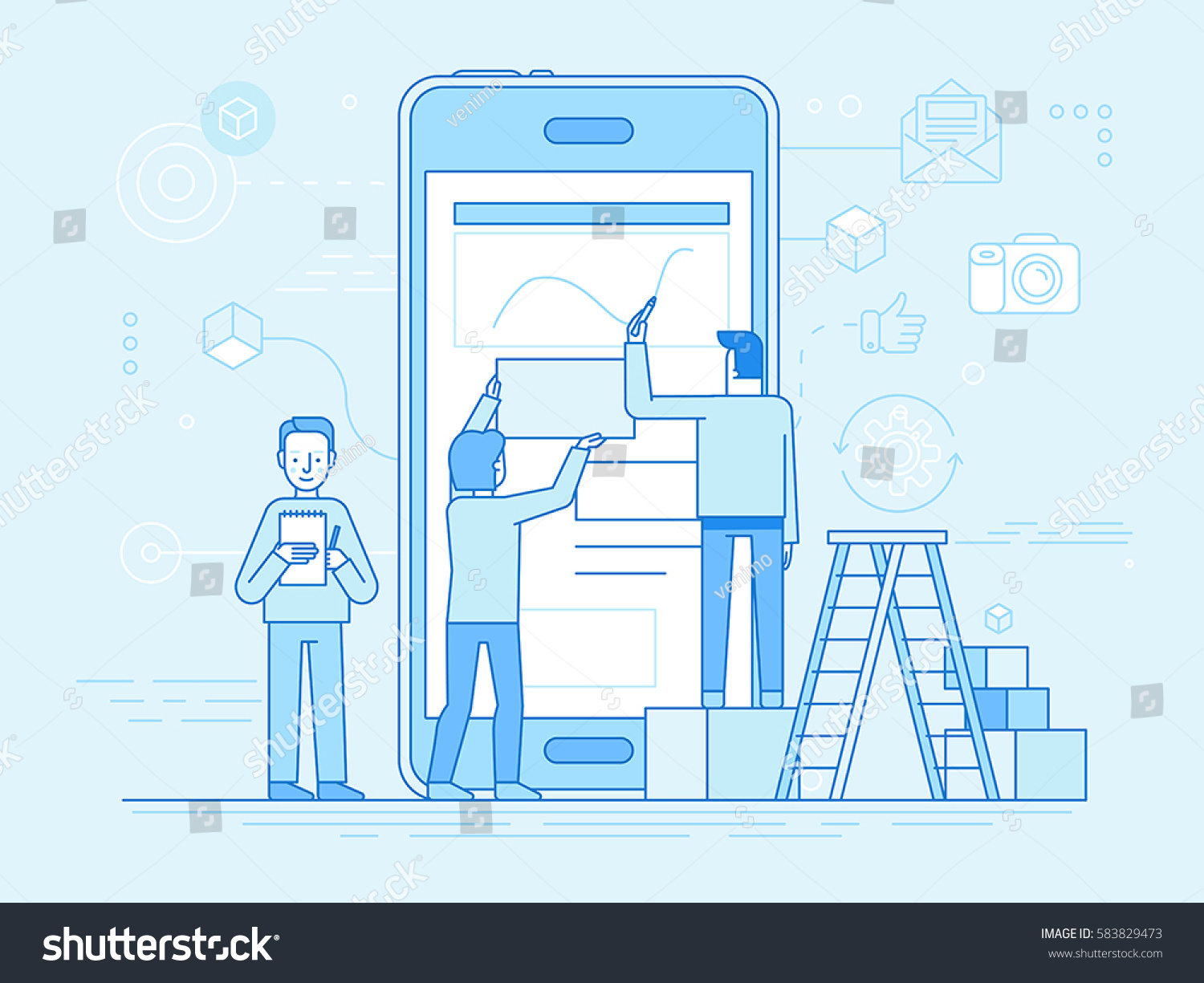 Vector Illustration Trendy Flat Linear Style: vector de stock (libre de ...