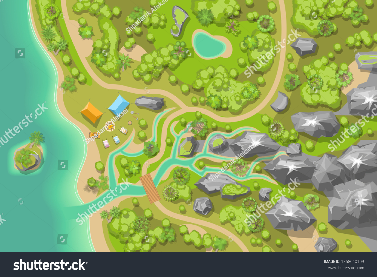 Vector Illustration Landscape Top View Stock Vector (Royalty Free ...