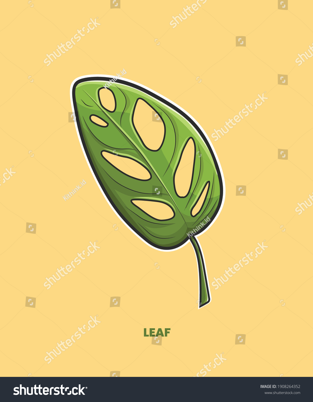 Vector Illustration Leaf Monstera Obliqua Janda Stock Vector (Royalty ...