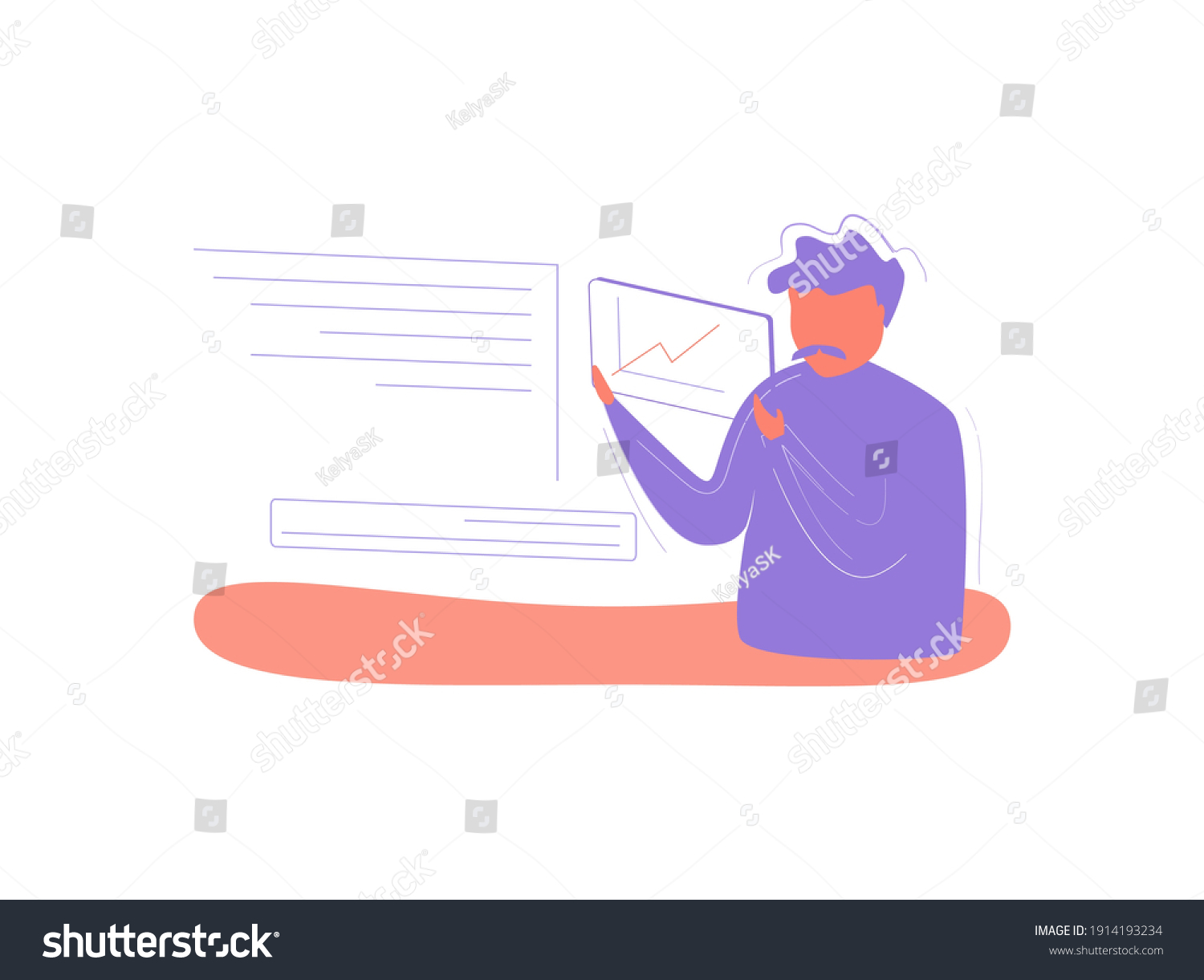 Vector Illustration Male Computer Work Stock Vector (Royalty Free ...