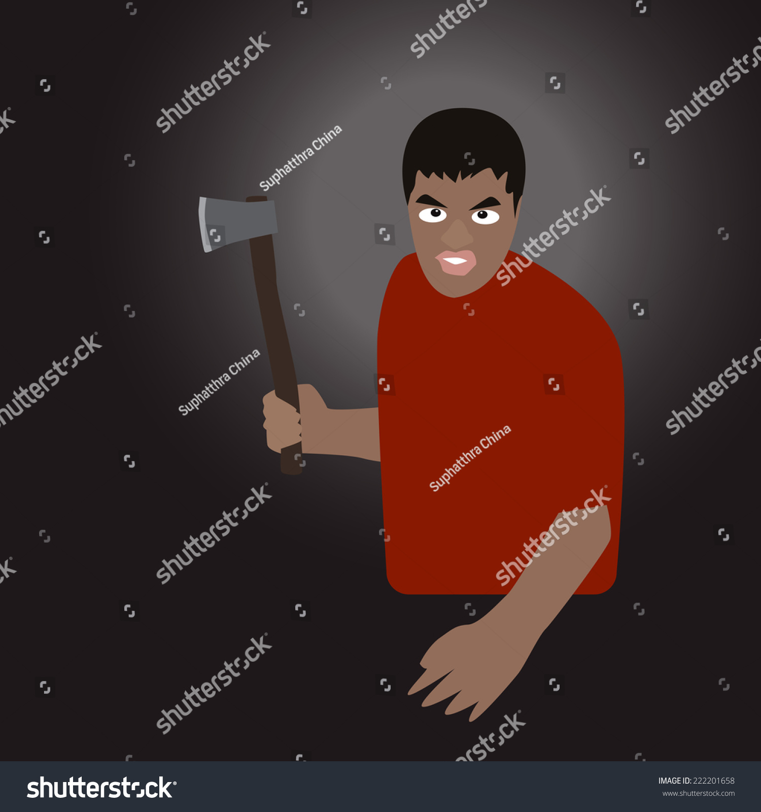 Vector Illustration Man Axe Stock Vector (Royalty Free) 222201658