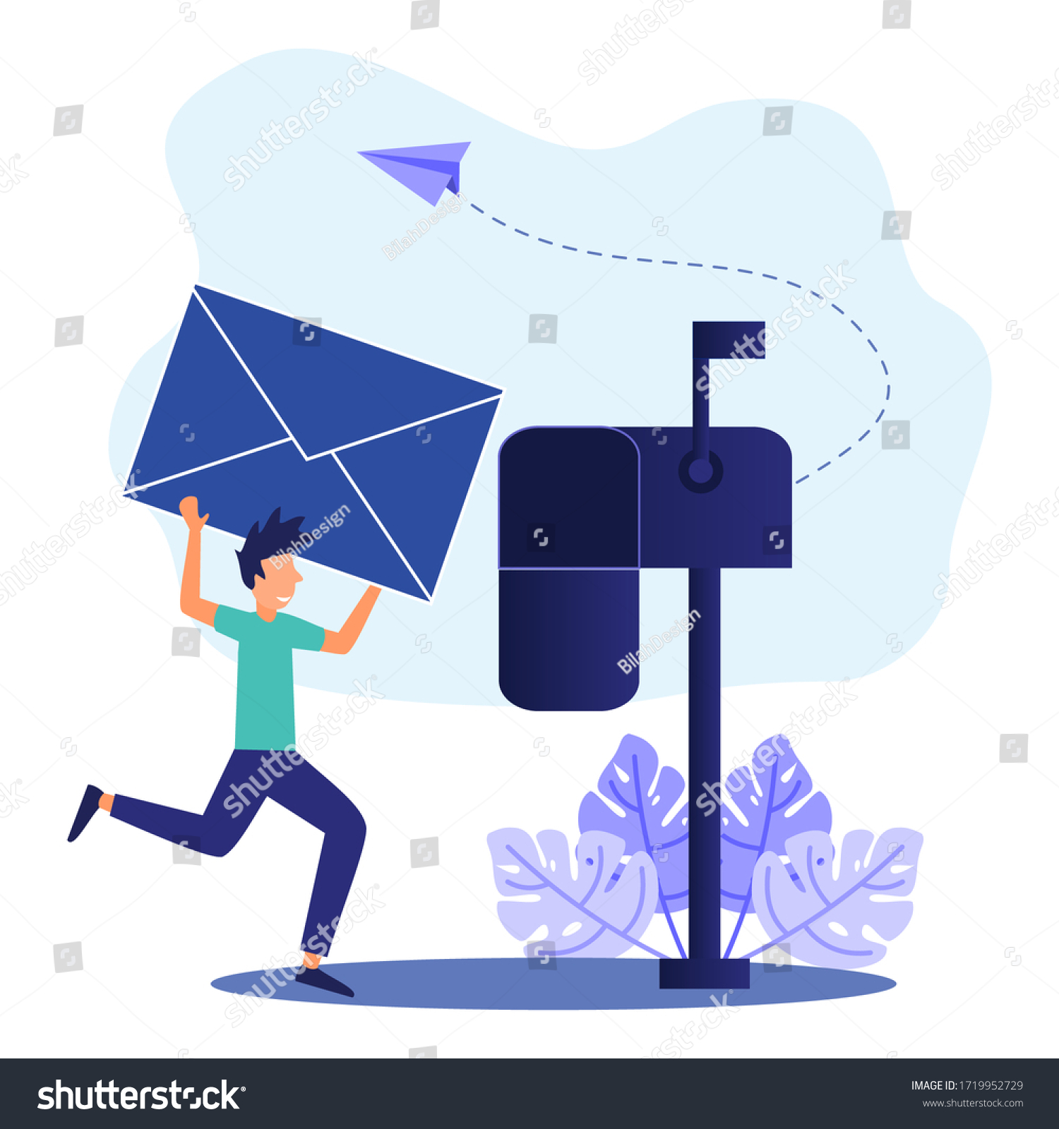 Vector Illustration Man Envelopes Mailboxes Letters: เวกเตอร์สต็อก ...