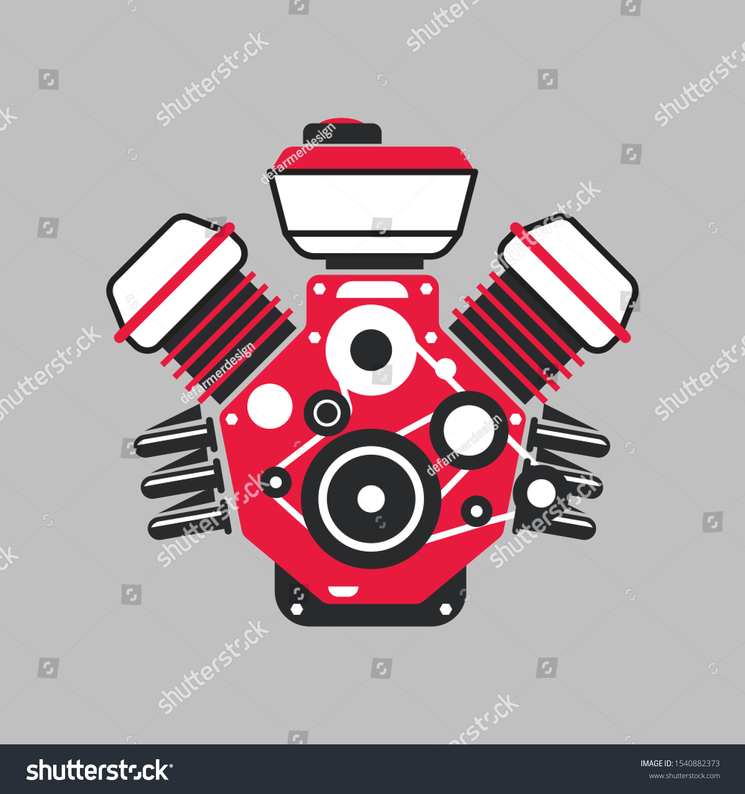 Vector Illustration Modern Car Engine Stock Vector (Royalty Free ...