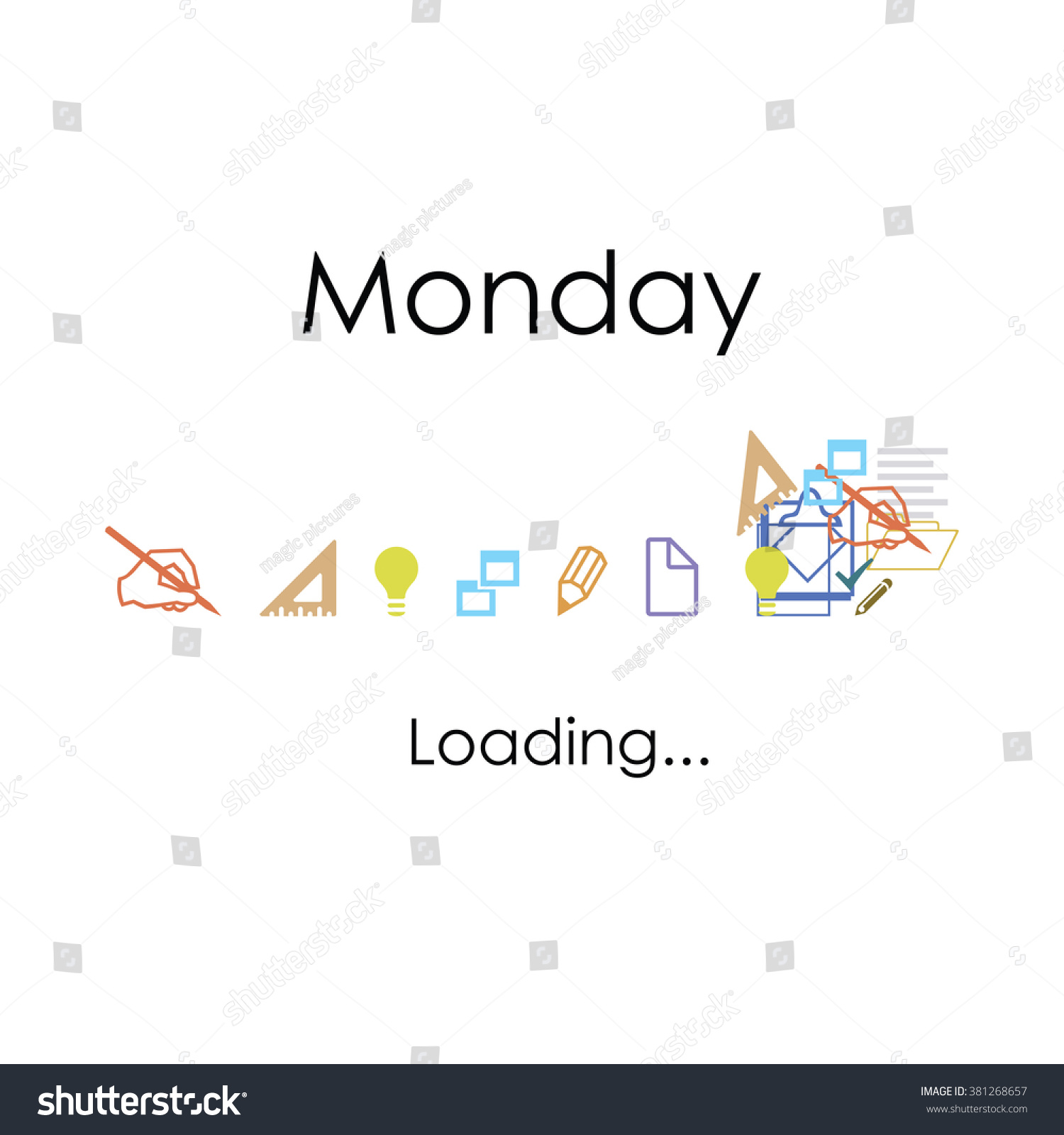 Vector Illustration Monday Loading Motivation Poster Stock Vector ...