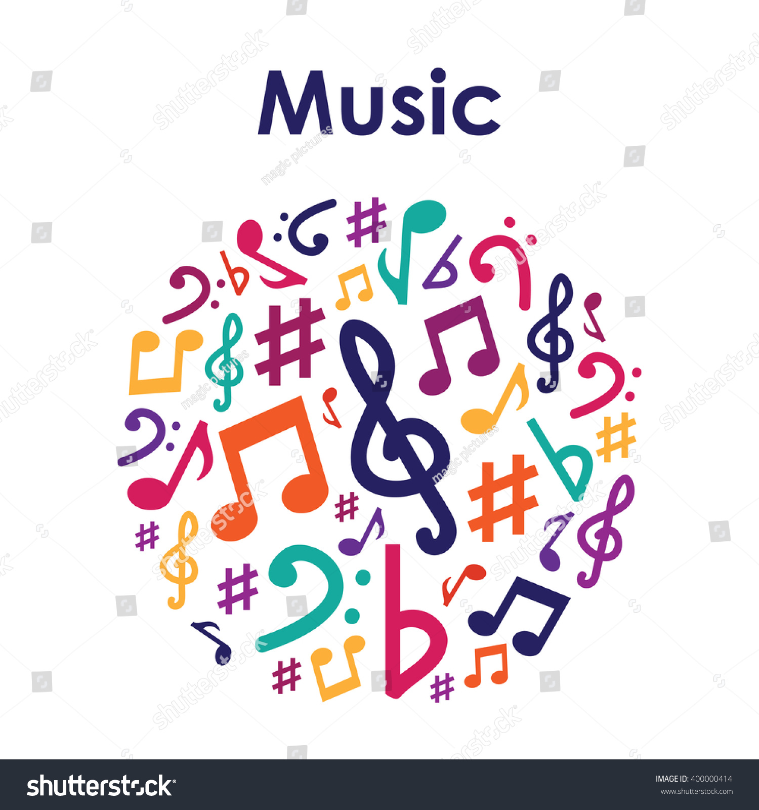 Vector Illustration Music Notes Circle Stock Vector (Royalty Free ...
