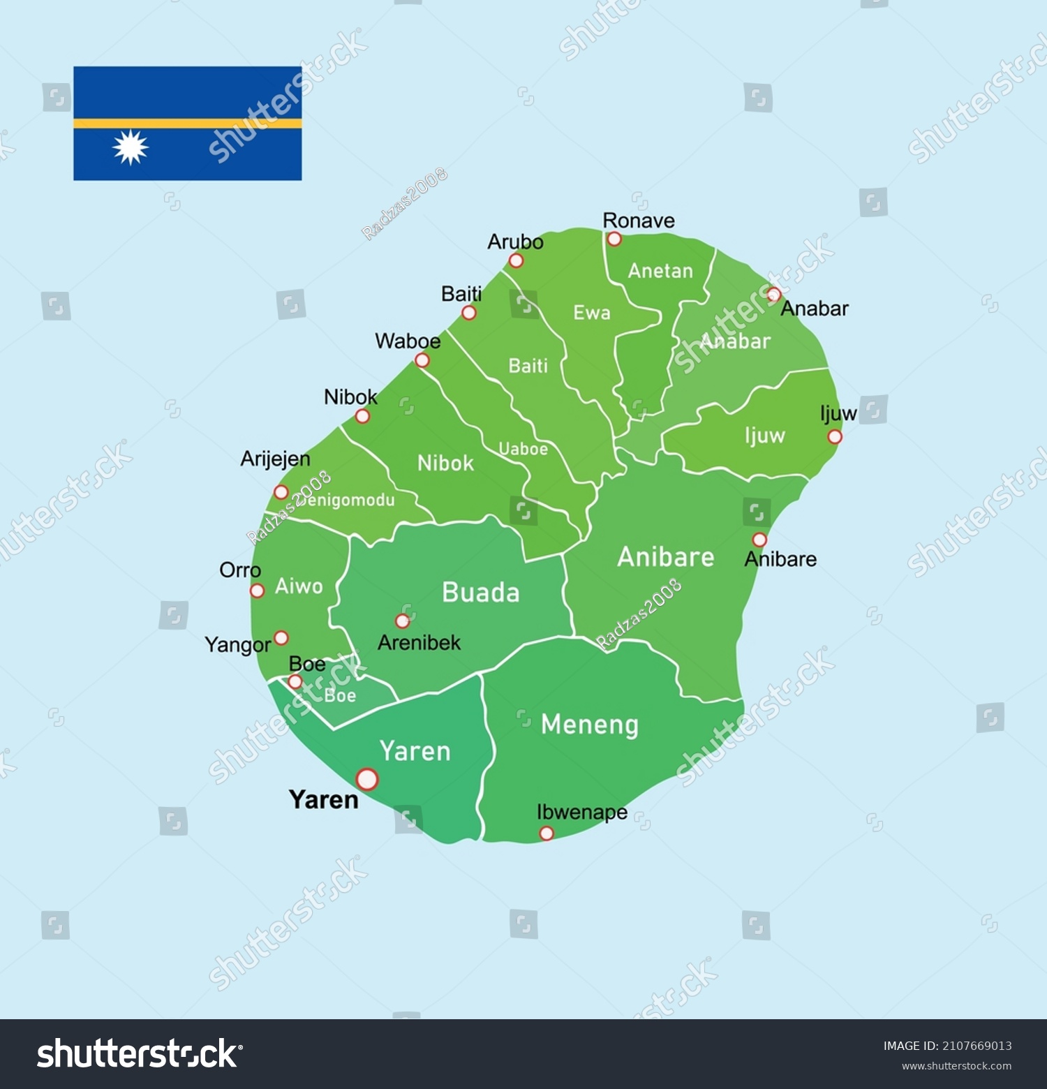Vector Illustration Nauru Regions Map Stock Vector (Royalty Free ...