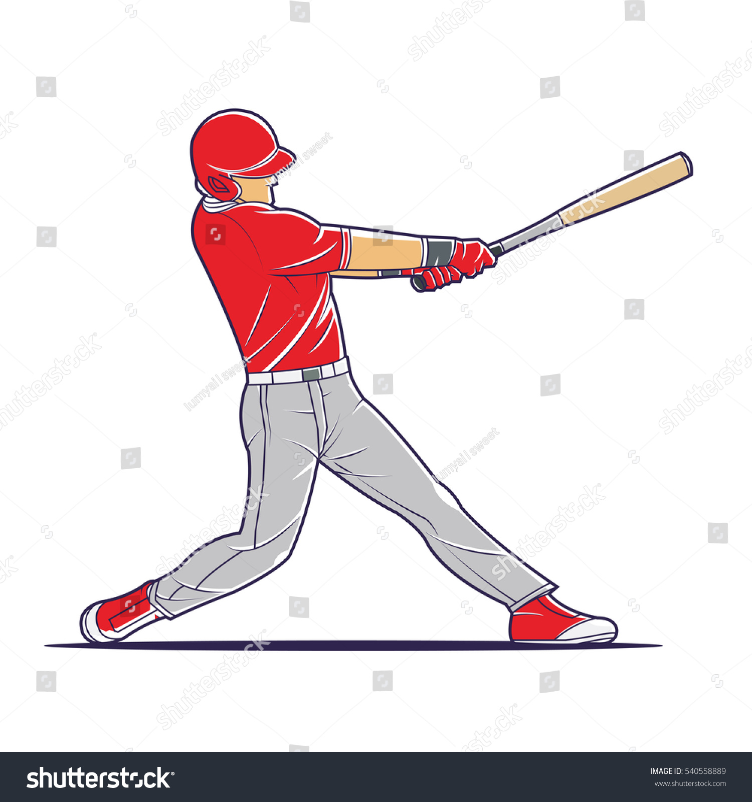 Vector Illustration Baseball Player Hitting Ball Stock Vector 540558889 ... Vector Illustration Baseball Player Hitting Ball Stock Vector 540558889 ...