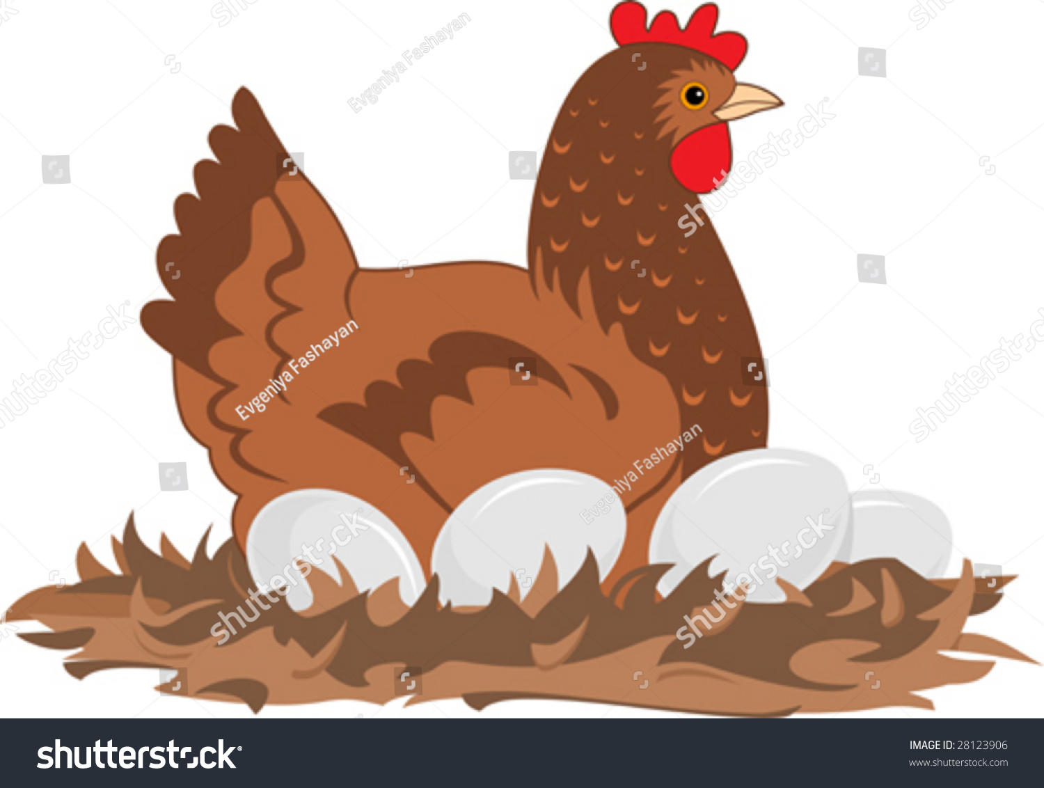 Vector Illustration Brooding Hen Stock Vector (Royalty Free) 28123906 ...