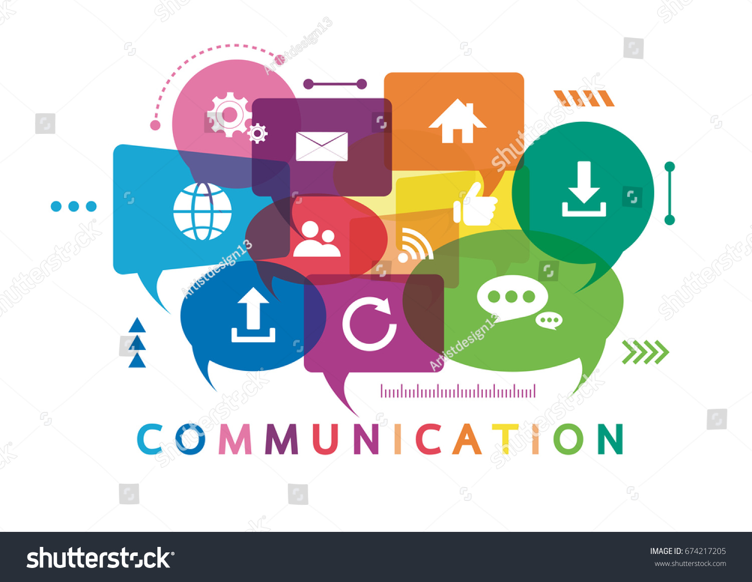 Vector Illustration Communication Concept Word Communication Stock Vector Royalty Free