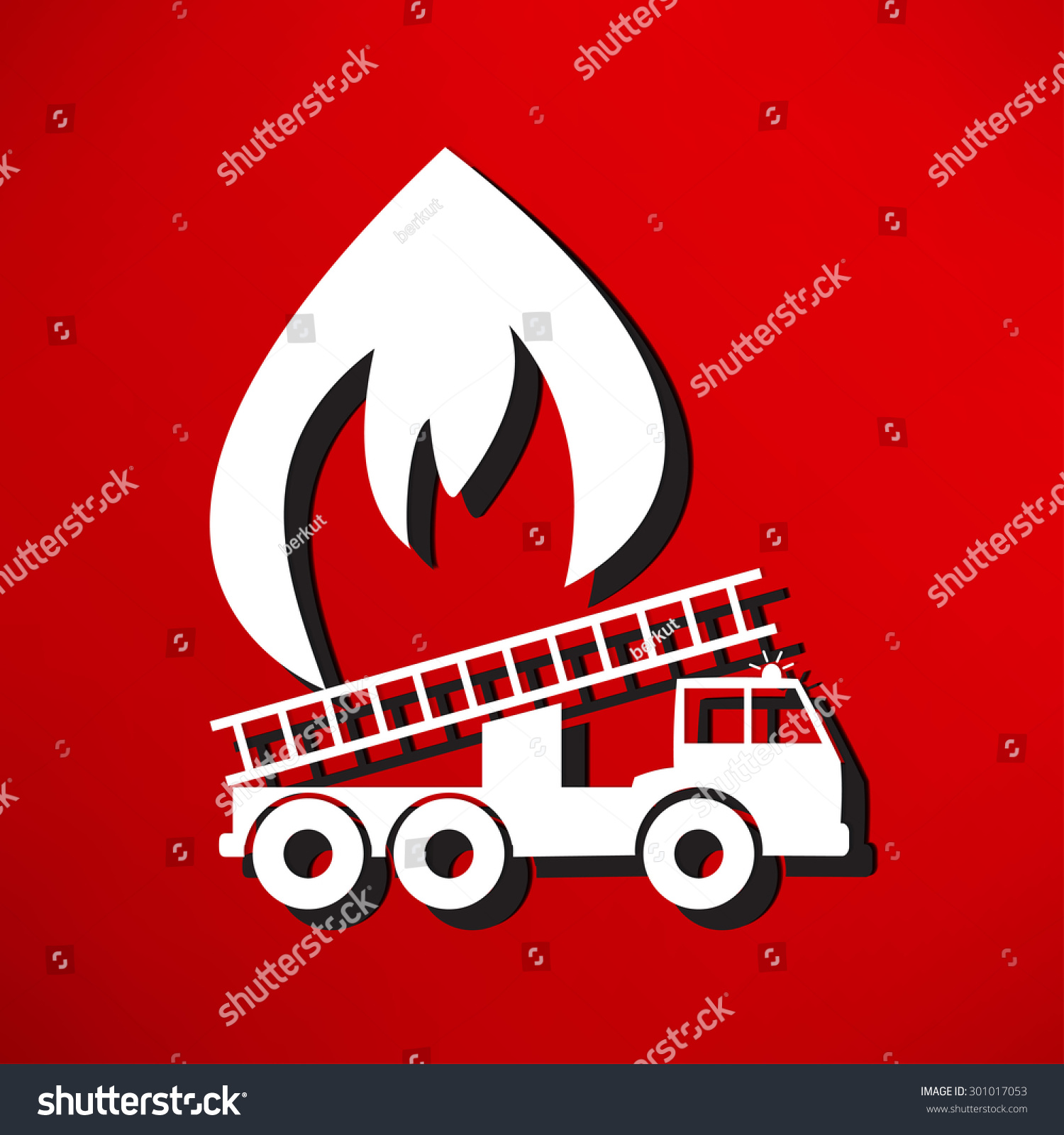 Vector Illustration Fire Engine Stock Vector (Royalty Free) 301017053 ...