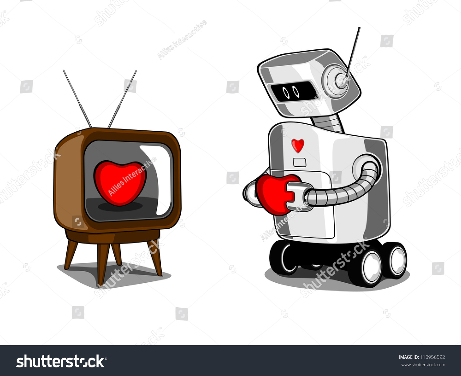 Vector Illustration Robot Heart Shape Isolated Stock Vector (Royalty ...