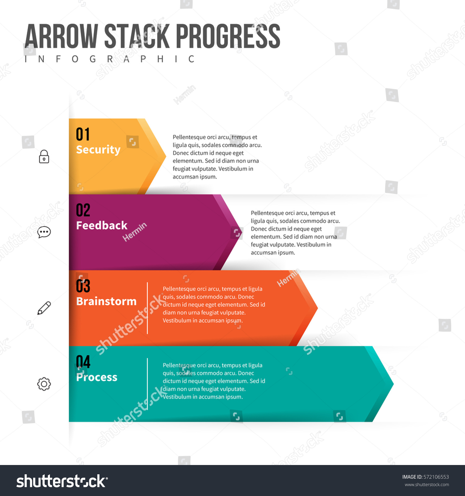Vector Illustration Arrow Stack Progress Infographic Stock Vector ...