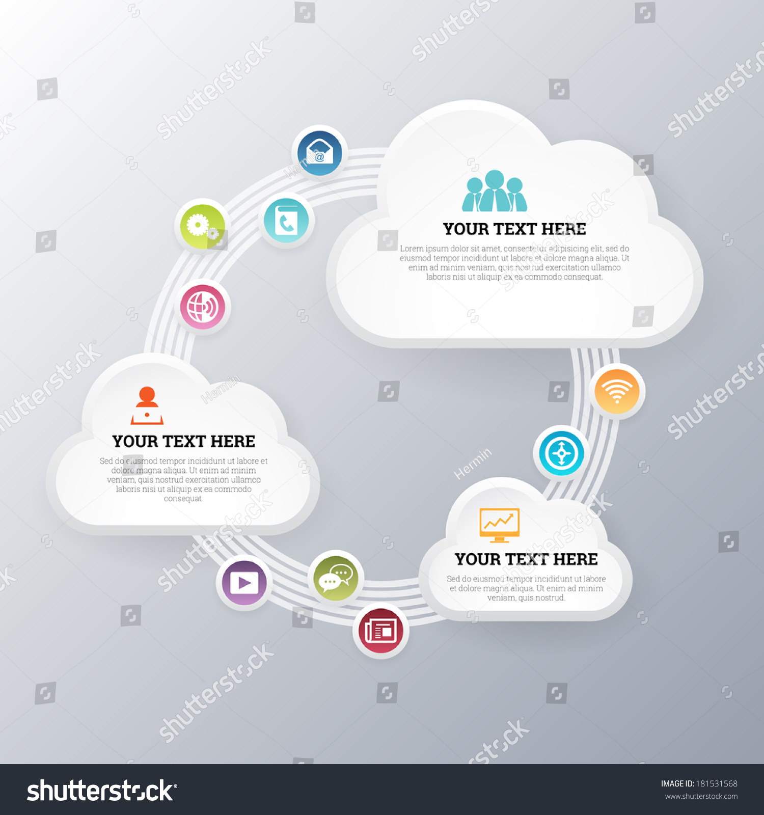 Vector Illustration Cloud Network Exchange Concept Stock Vector ...