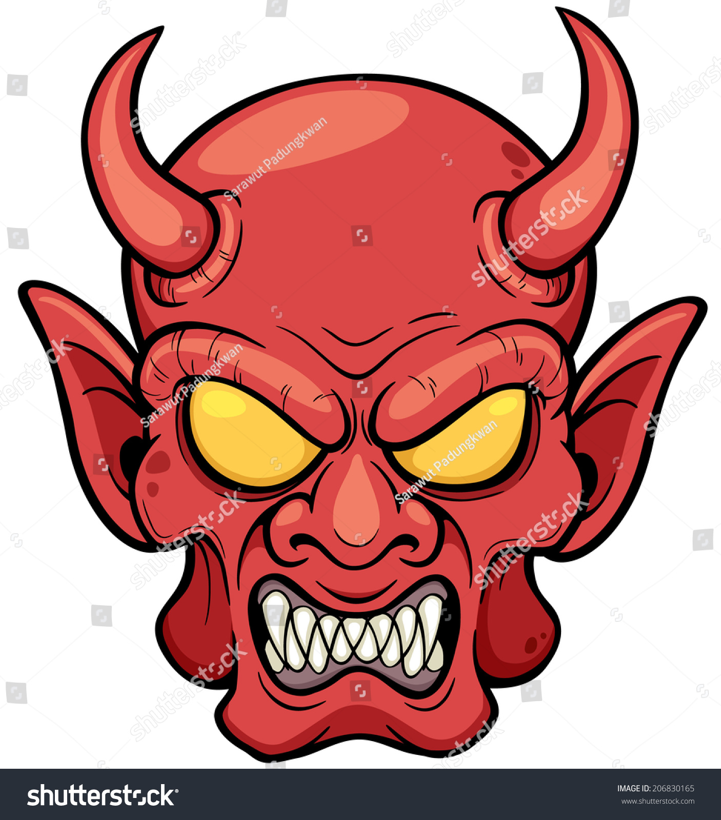 Vector Illustration Devil Face Stock Vector (Royalty Free) 206830165