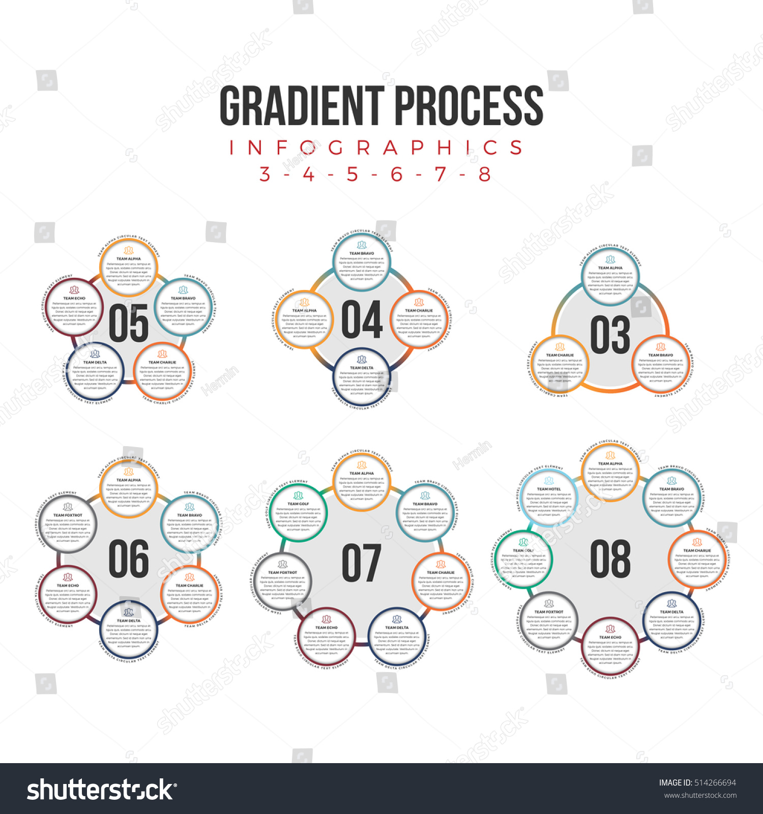 Vector Illustration Gradient Process Infographic Design: vector de ...