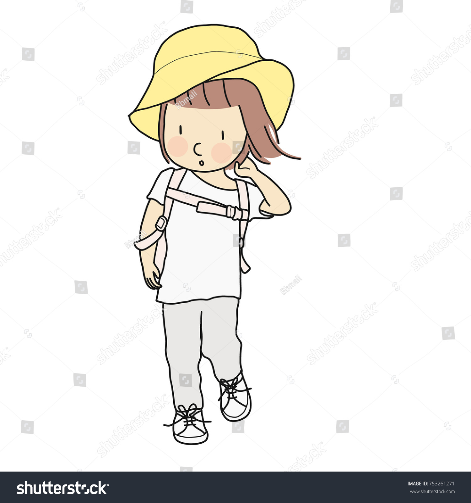 Vector Illustration Little Kid Girl Walking: vector de stock (libre de ... Vector Illustration Little Kid Girl Walking: vector de stock (libre de ...
