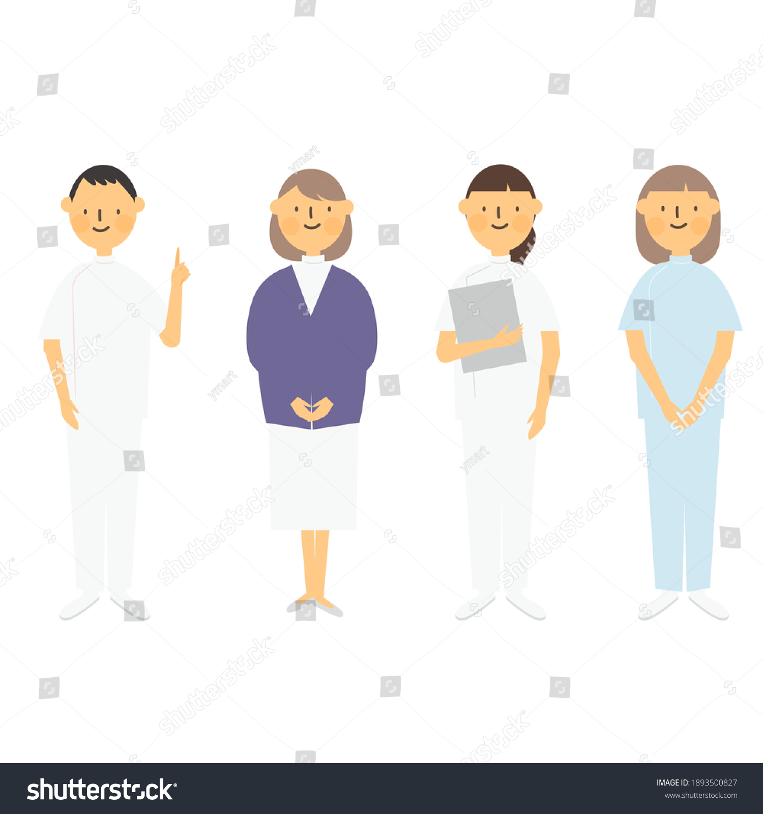 Vector Illustration Multiple Nurses Stock Vector (Royalty Free) 1893500827