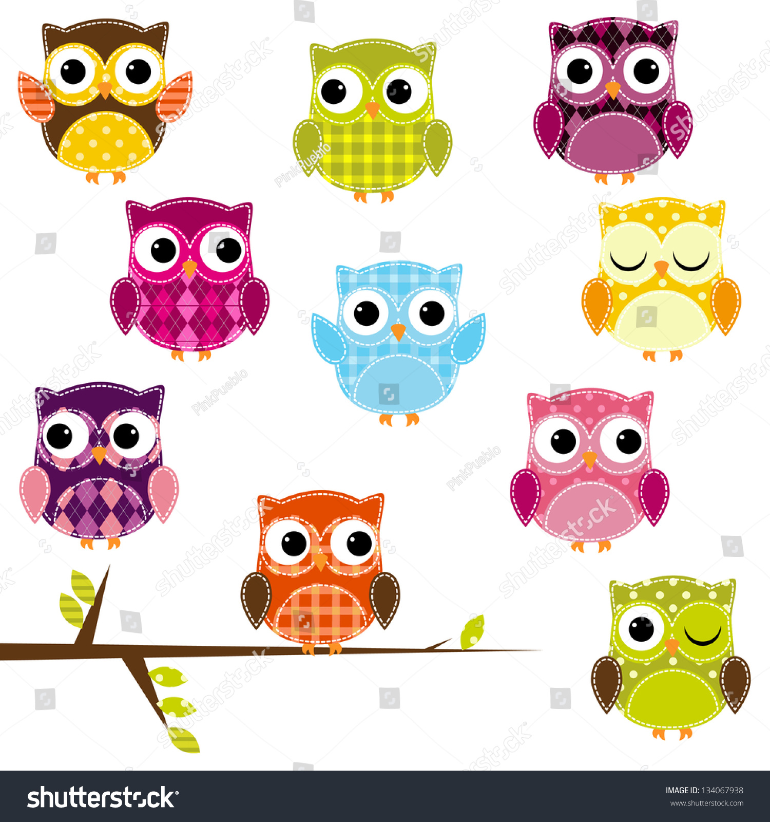 Ilustración vectorial de las lechuzas: vector de stock (libre de ...