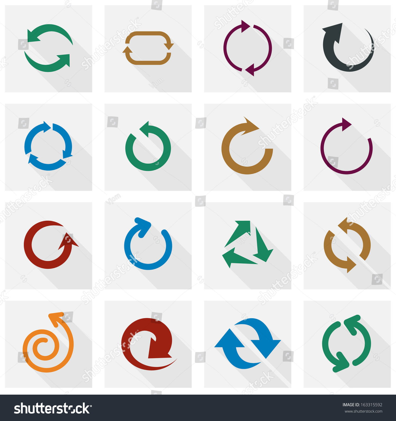 Vector Illustration Of Plain Rotate Square Arrow Icons Flat Design 163315592 Shutterstock