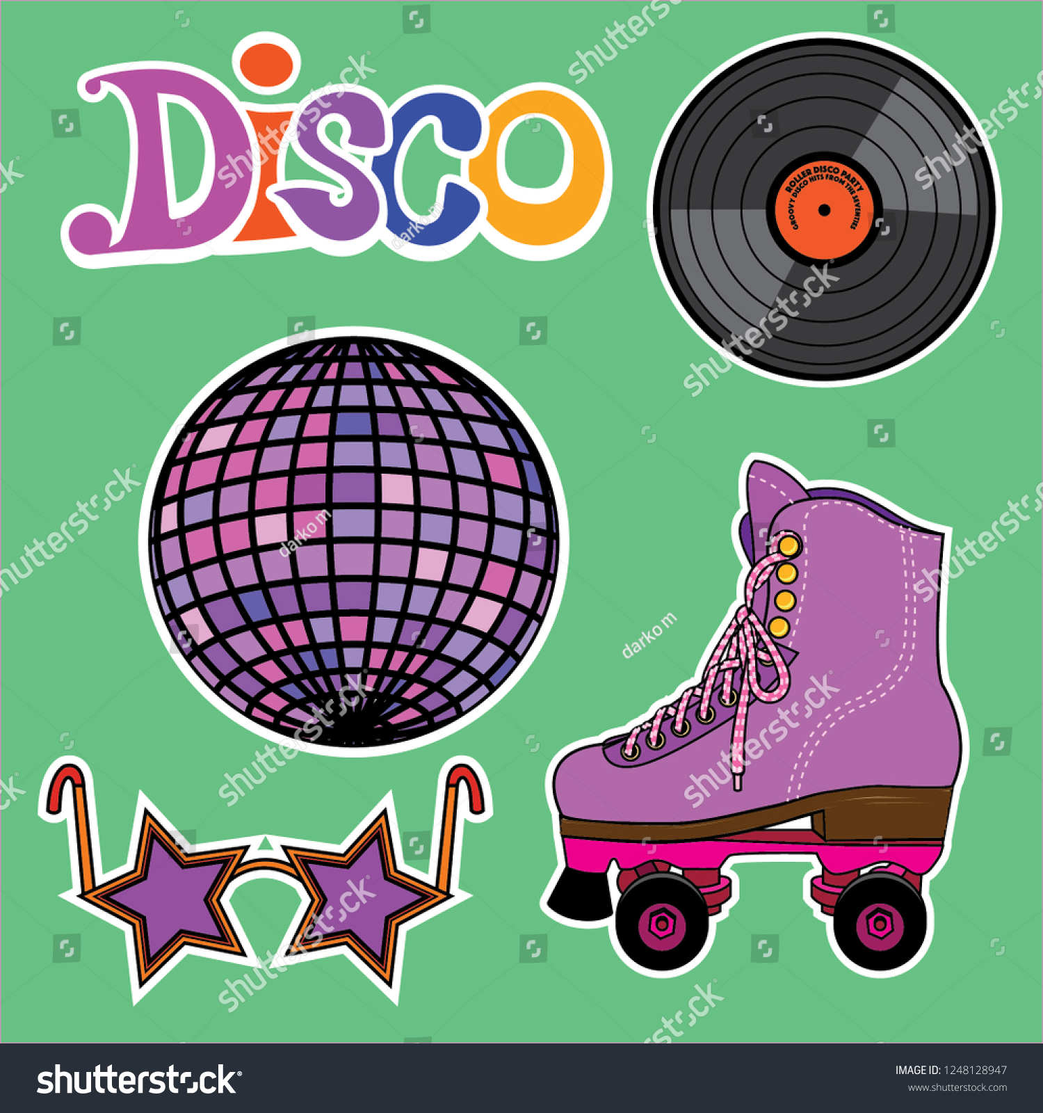 Vector Illustration Retro Disco Elements Stock Vector (Royalty Free ...
