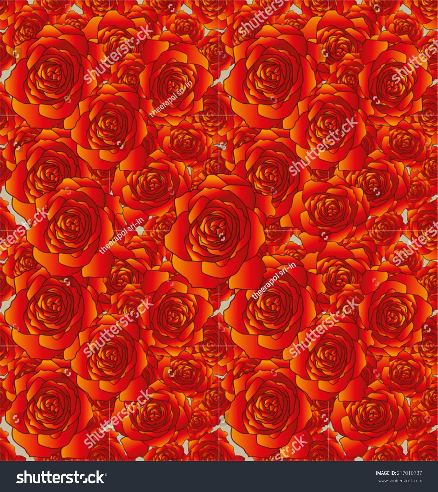 Vector Illustration Roses Pattern Background Stock Vector (Royalty Free ...