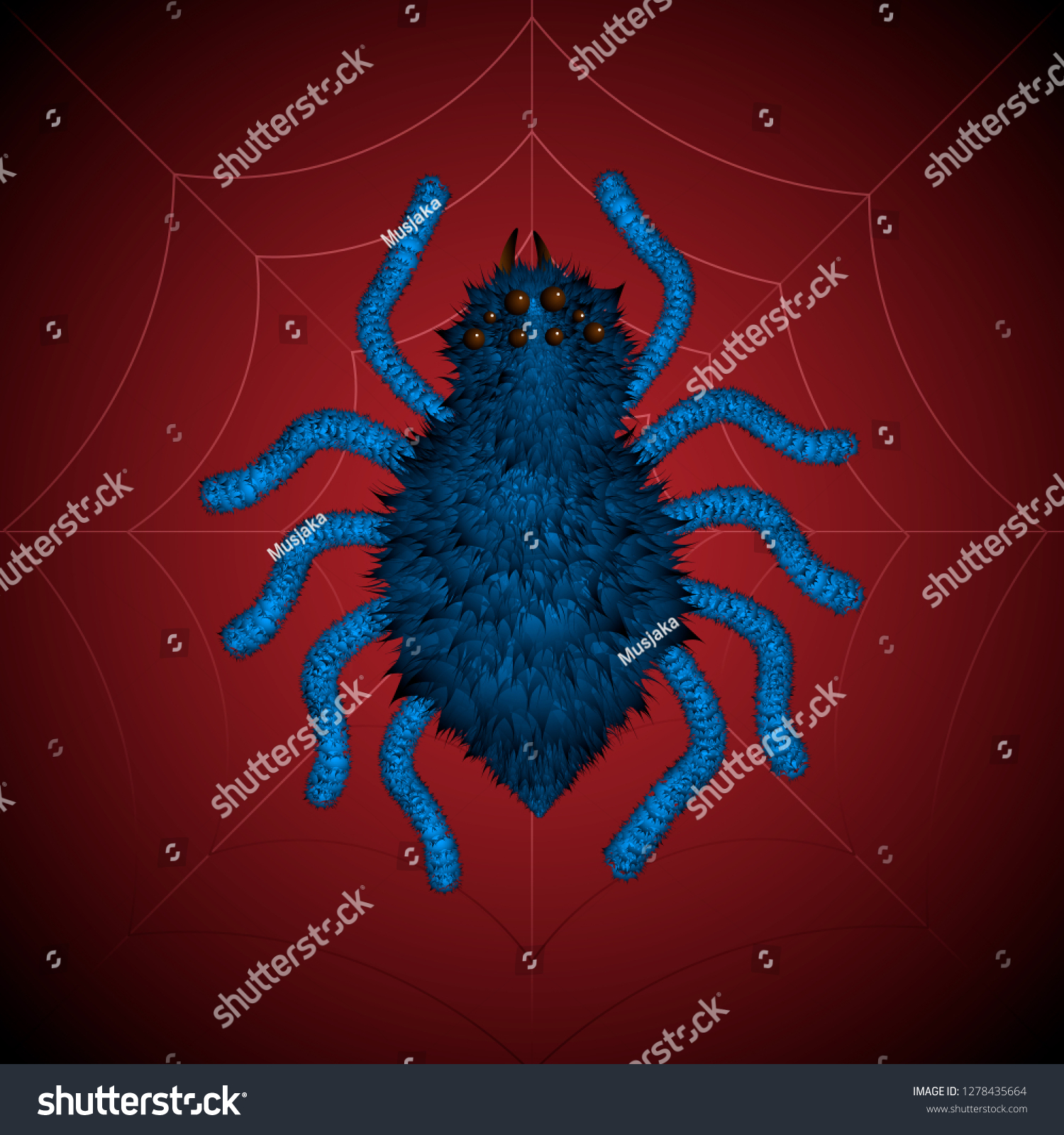 Vector Illustration Scary Hairy Black Spider Stock Vector Royalty Free 1278435664 Shutterstock